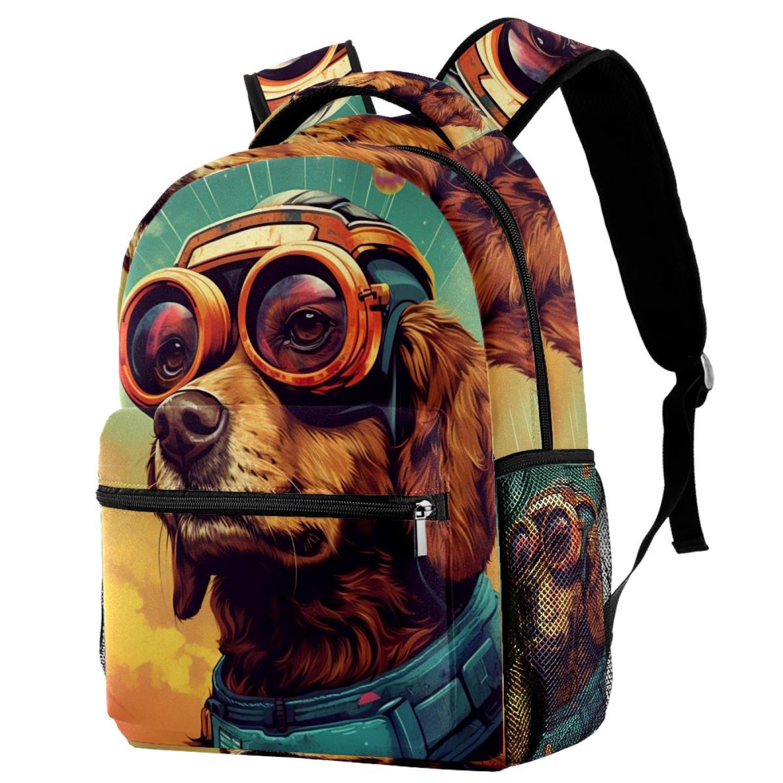 Retro Dog Pattern Lightweight Backpacks Roomy Interior, Casual Backpack ...