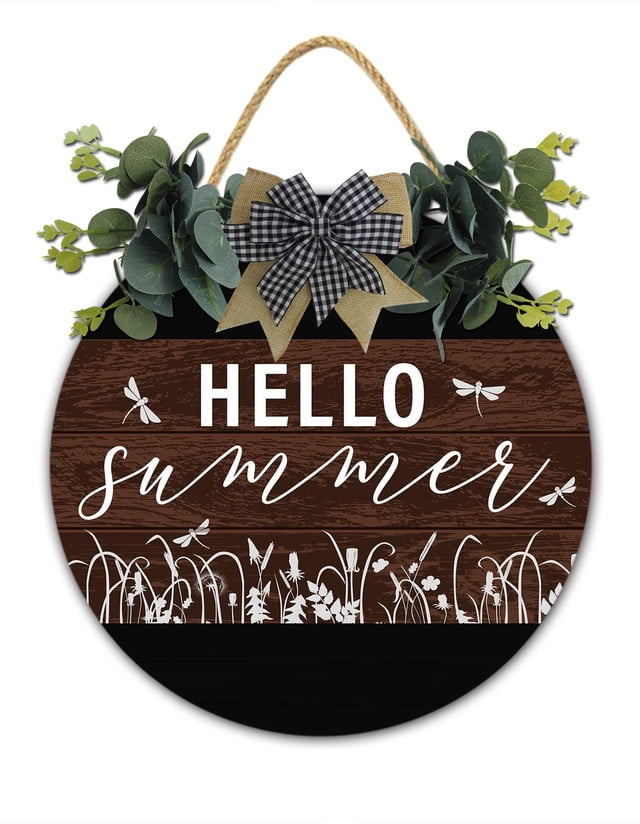 Retro Door Sign Hello Summer Sign Decor for Front Door, Summer Cat ...