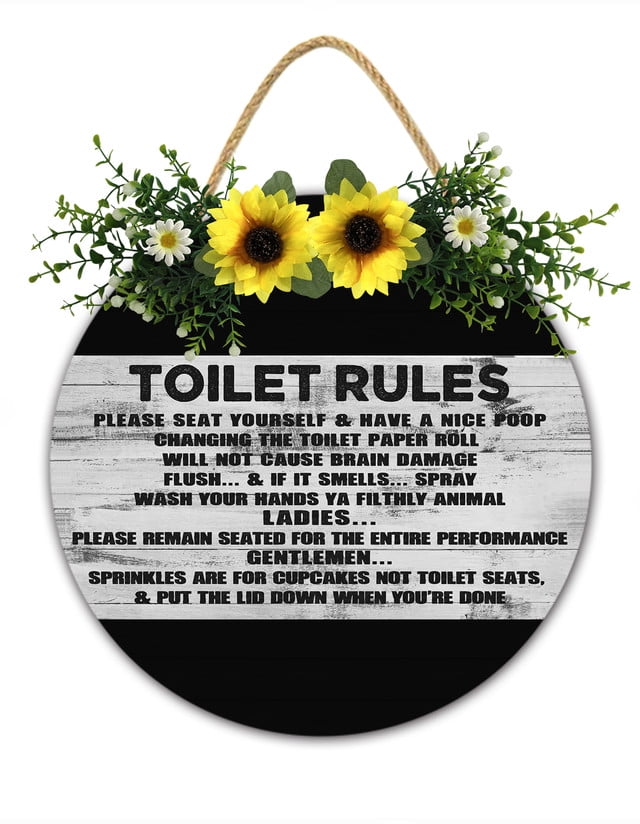 Retro Door Sign Toilet Rules Sign Wash Your Hands Sayings Wooden ...