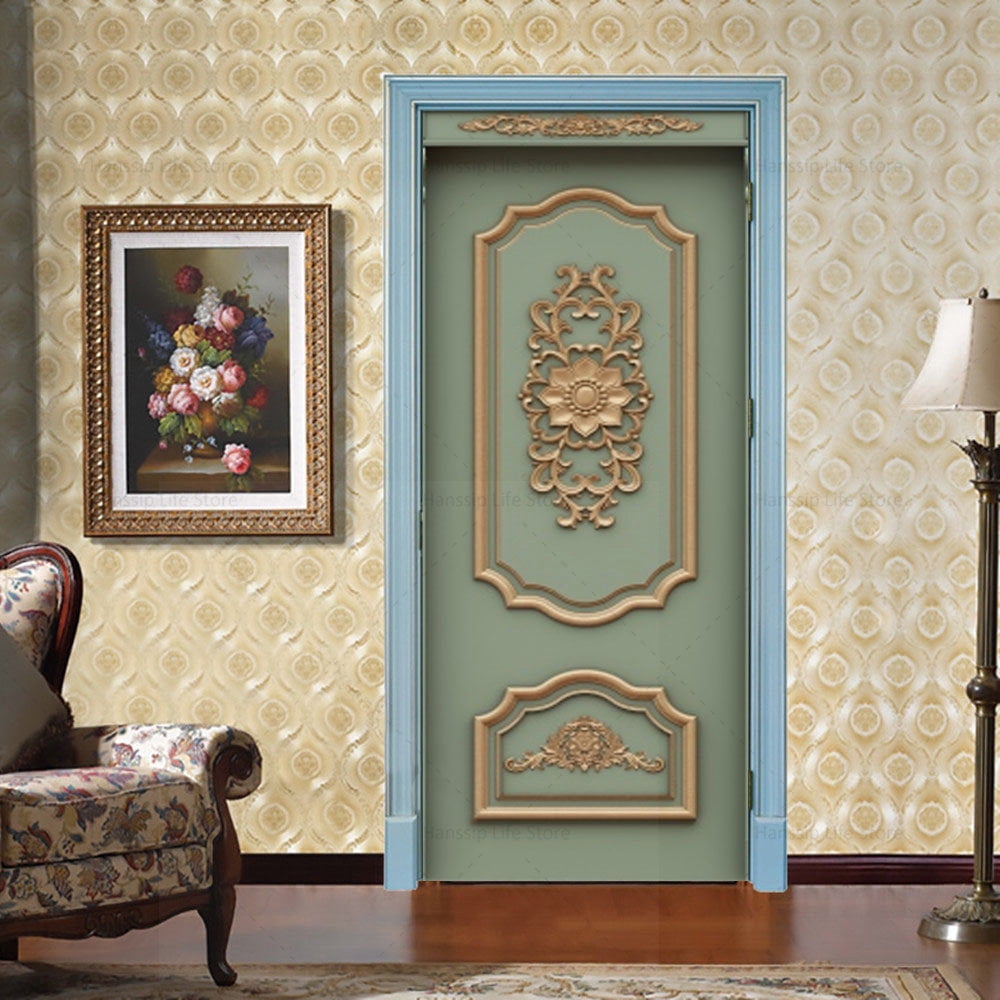 Retro Door Stickers Solid Color Home Decoration Door Paper PVC ...