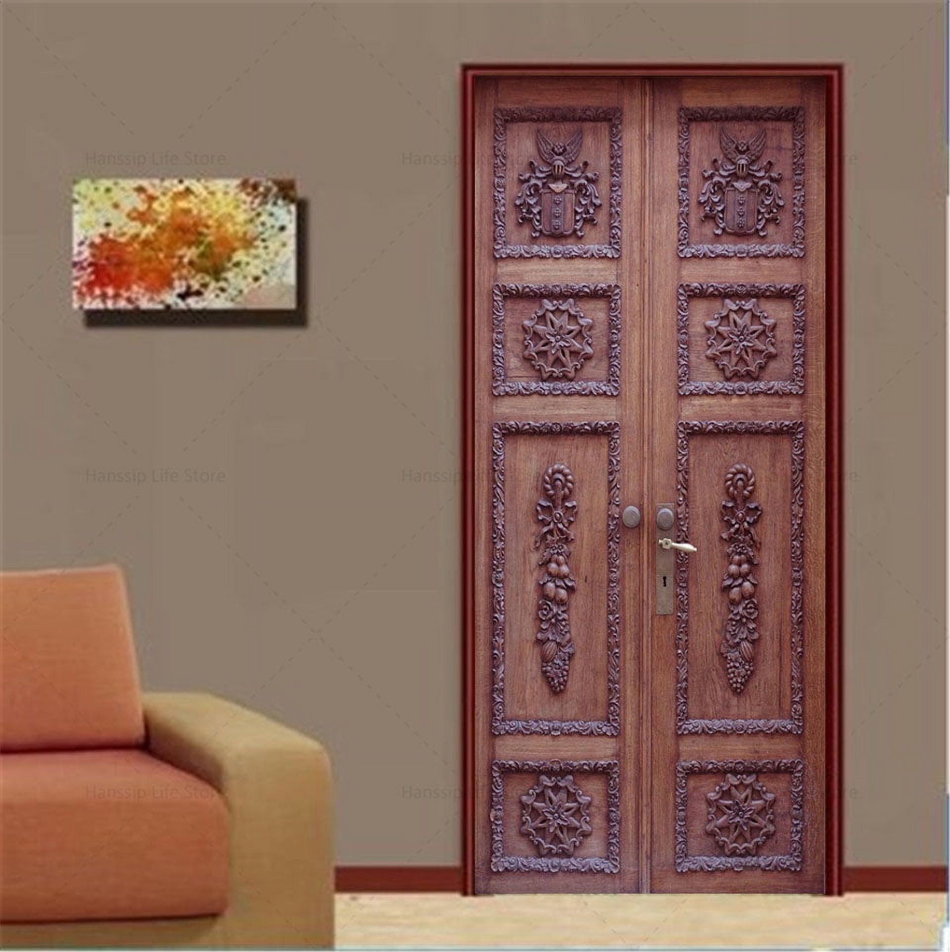 Retro Door Stickers Solid Color Home Decoration Door Paper PVC ...