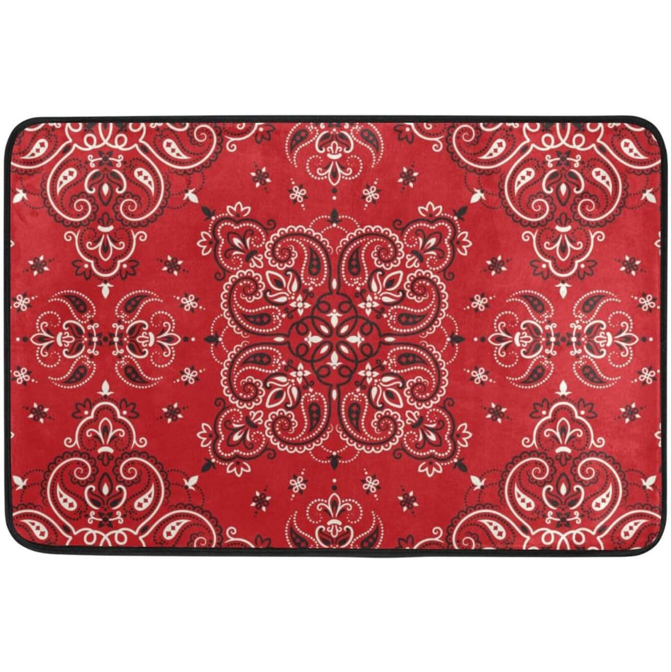 Retro Doormat Bandana Boho Red Funny Entryway Rugs Non Slip Area Rug ...