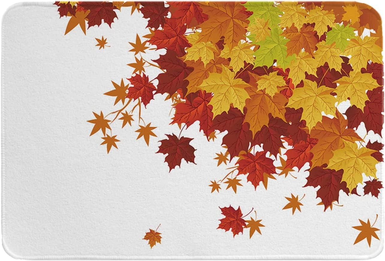 Retro Doormat Fallen Leaf Rustic Autumn Orange Maple Leaves Non Slip ...