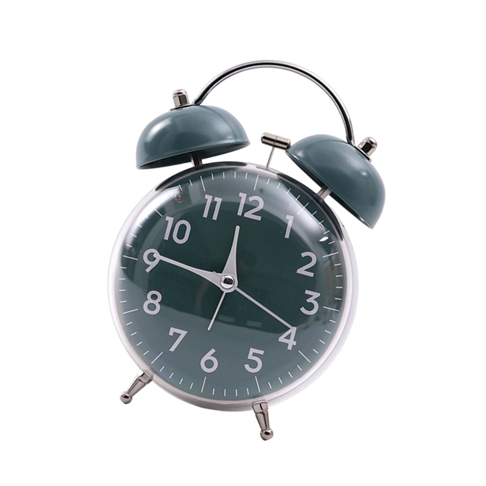 Retro Double Bells Alarm Clock Not Ticking Quiet Large 4Inch Bedsides ...