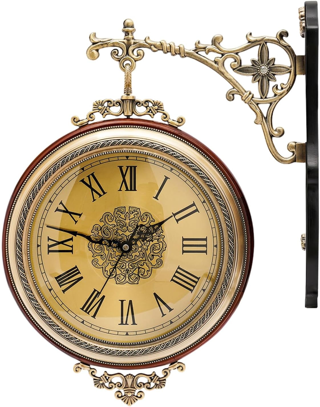 Retro Double Sided Wall Clock, 12In 360° Vintage Rotating Wall-Mounted ...