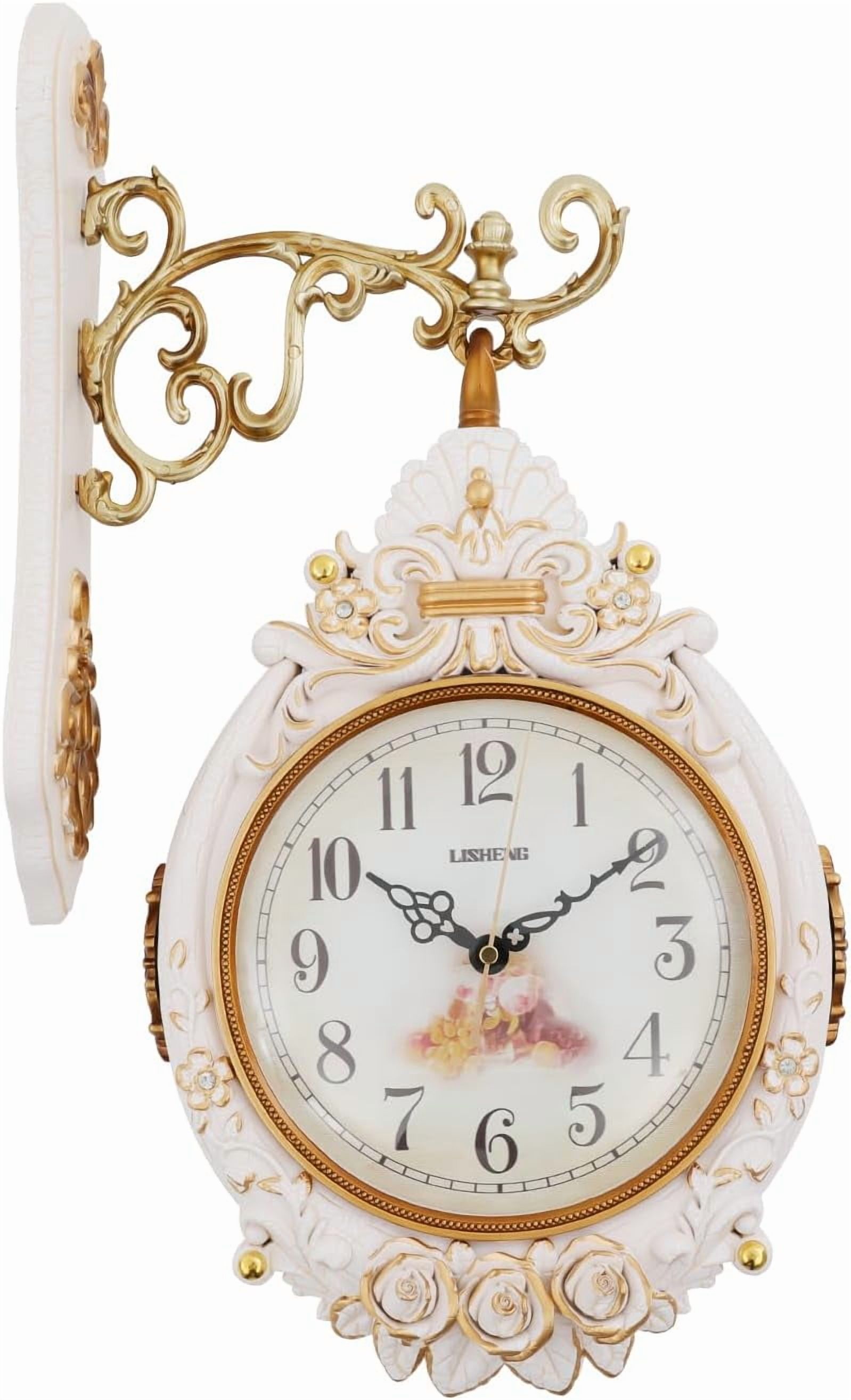 Retro Double Sided Wall Clock, Metal Vintage Style Wall Clock, 11.8" x ...