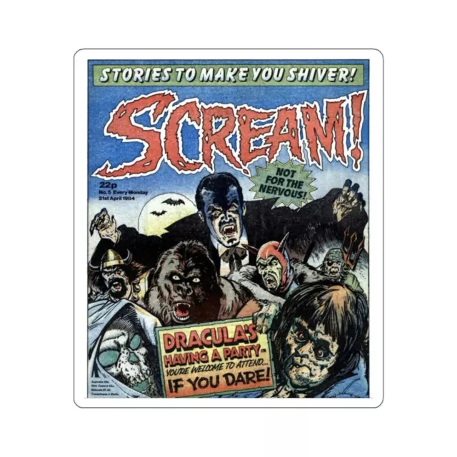 Retro Dracula Monster Party Horror Pulp Scream Magazine Cover Stickers ...