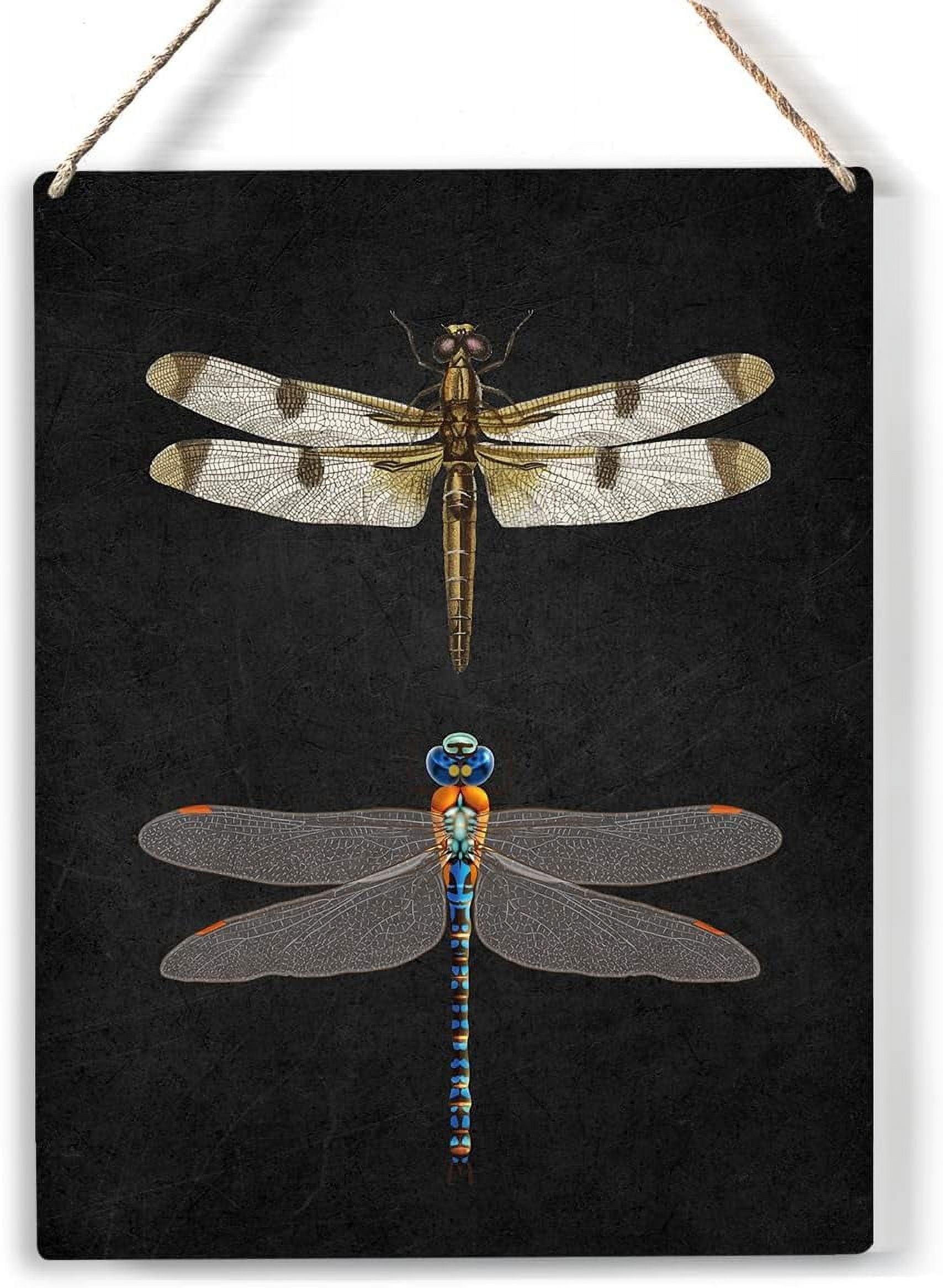 Retro Dragonfly Wood Sign Vintage Dragonfly Wooden Signs Rustic Hanging ...