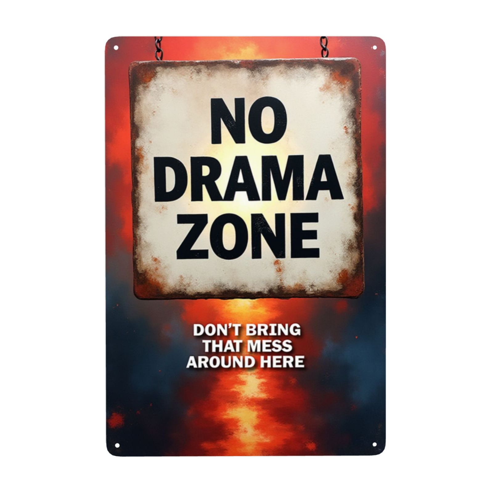 Retro No Drama Zone Metal Aluminum Sign Vintage-Inspired Wall Art Decor ...