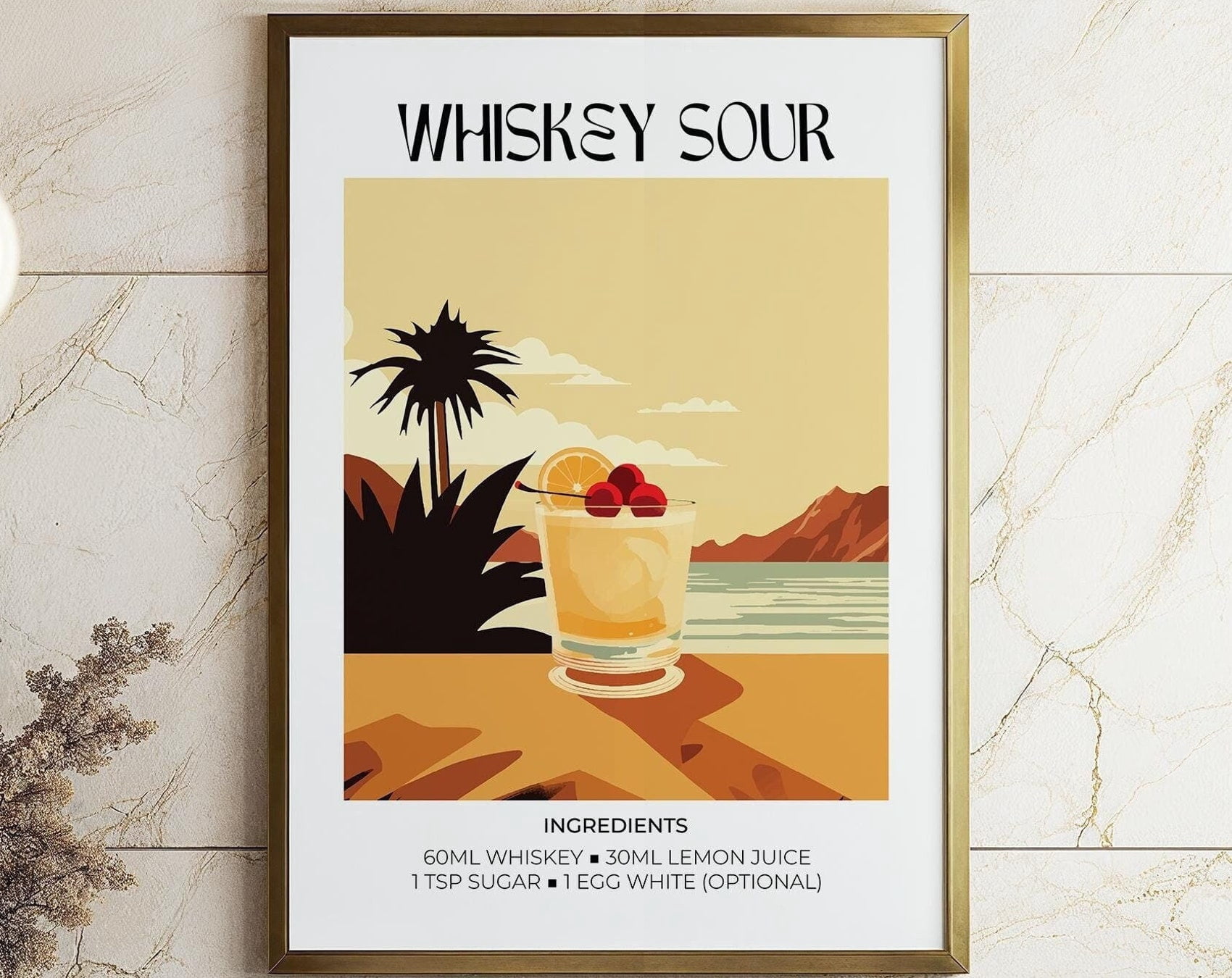 Retro Drink Recipe Sign for Bar Wall Art | Home Bar Sign | Vintage ...