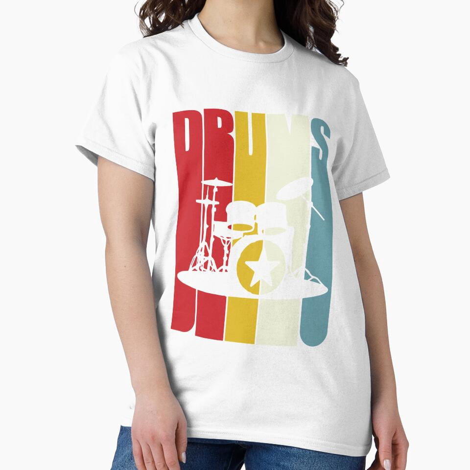 Retro Drums Drummer Gift Idea 70s 80s Vintage Percussion T-Shirt ...