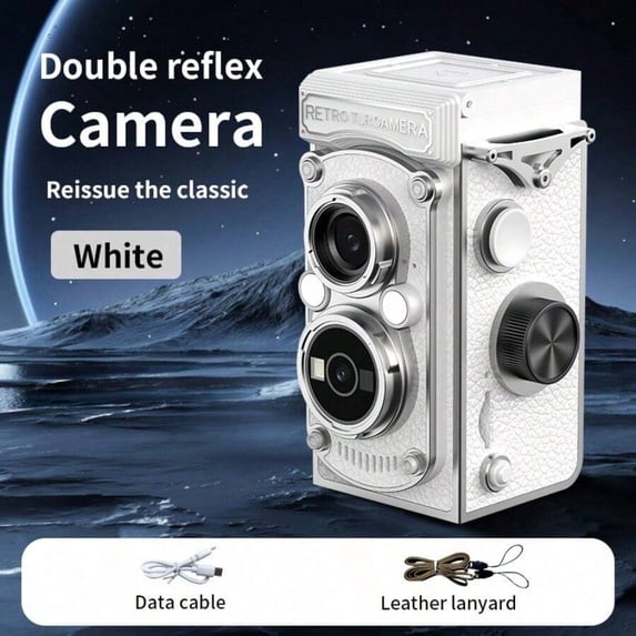 Retro Dual-Lens Digital Camera | 48-Megapixel Resolution + Autofocus ...