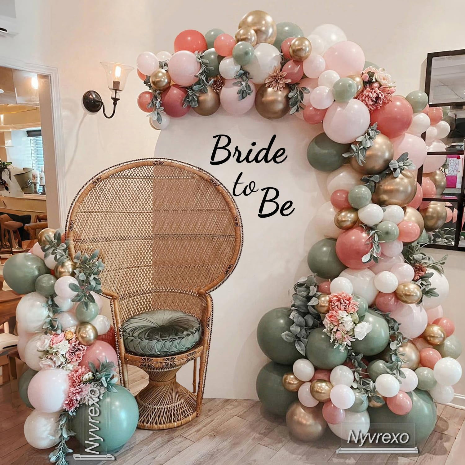 Retro Dusty PinkTRDN Sage Green Metallic Gold Balloon Arch Garland Kit, 139pcs Baby in Bloom ...