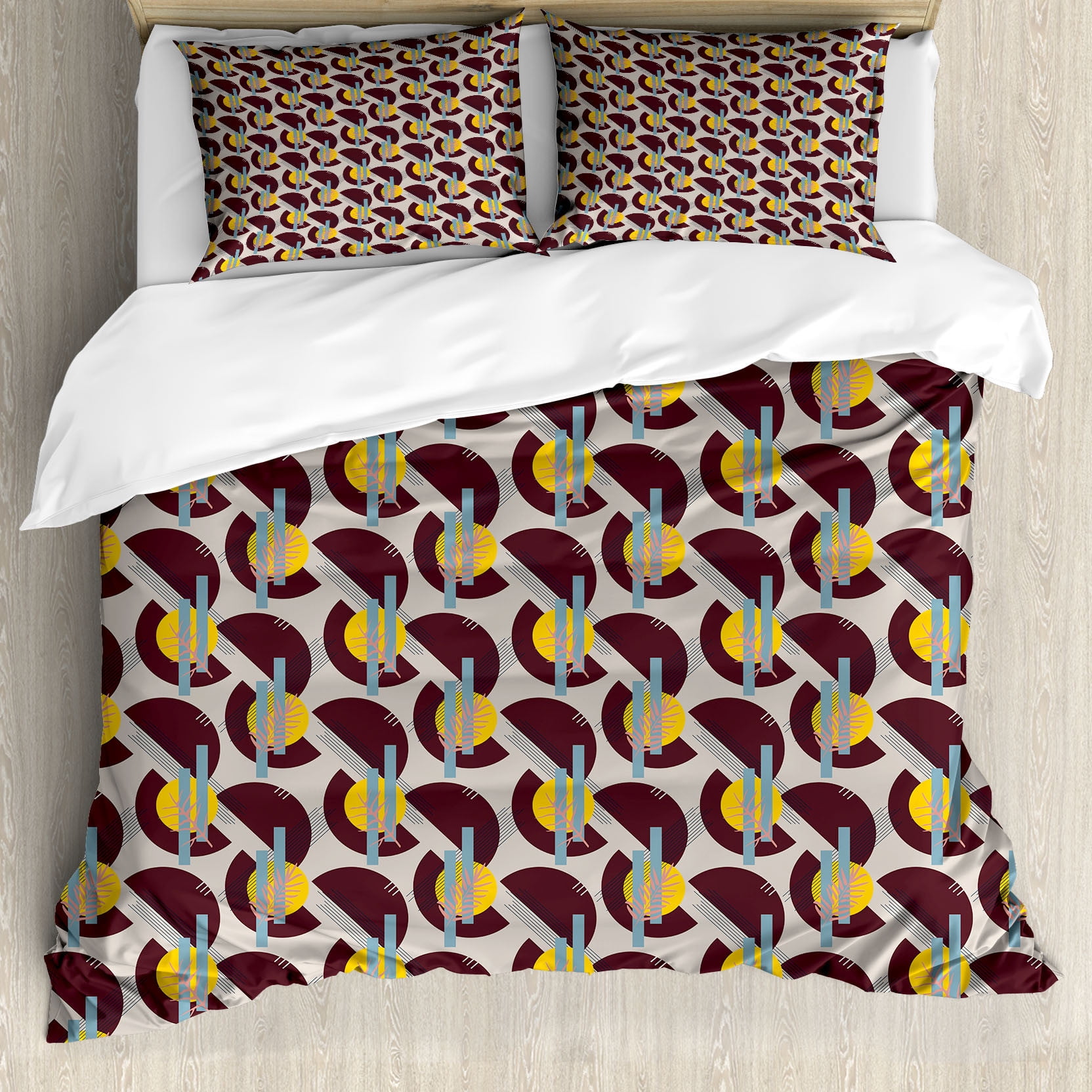 Retro Duvet Cover Set, 80s Style Diagonal Stripes Geometric Asymmetric ...