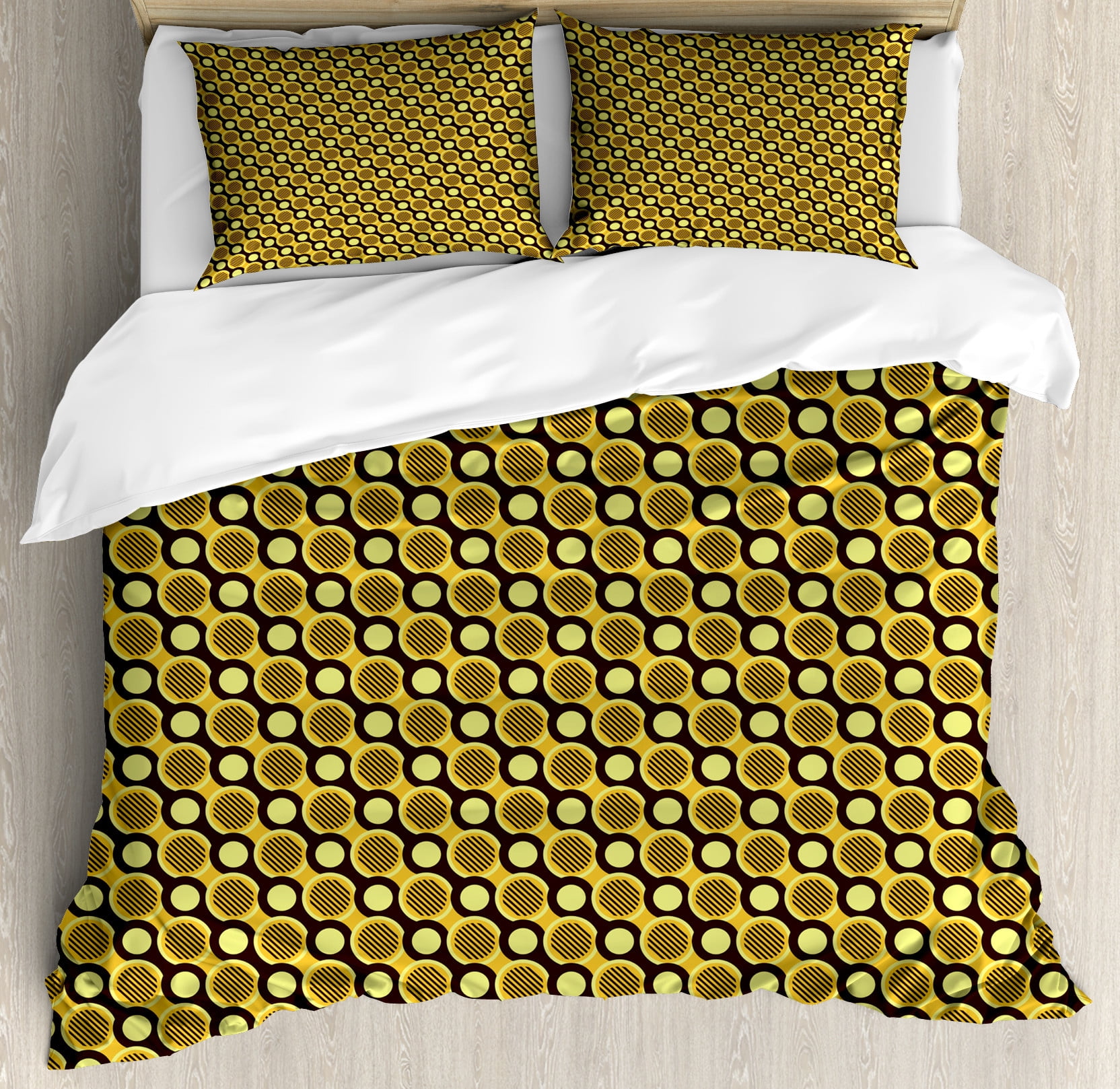 Retro Duvet Cover Set, Abstract Diagonal Chains Pattern Along Striped ...