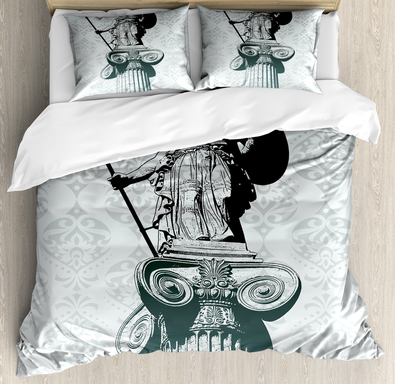 Retro Duvet Cover Set, Athena on Baroque Background Greek Woman on ...