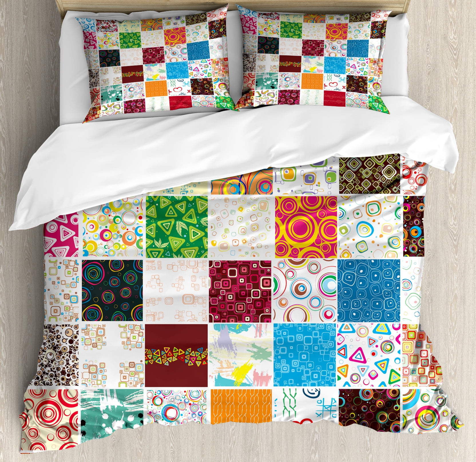 Retro Duvet Cover Set, Big Patchwork of Different Patterns Traditional ...