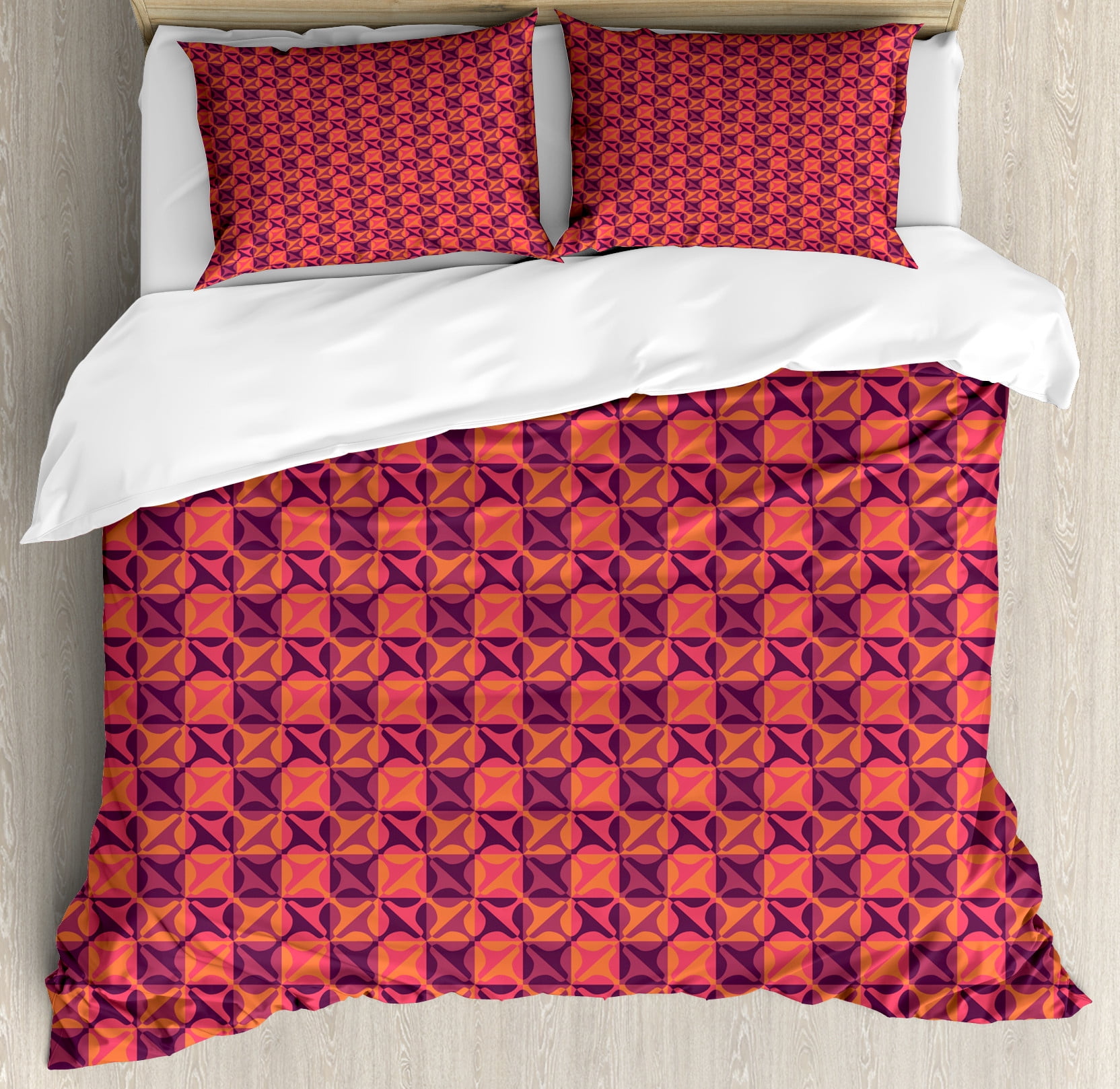Retro Duvet Cover Set, Curvy Colorful 1960's Style Repetitive Print ...