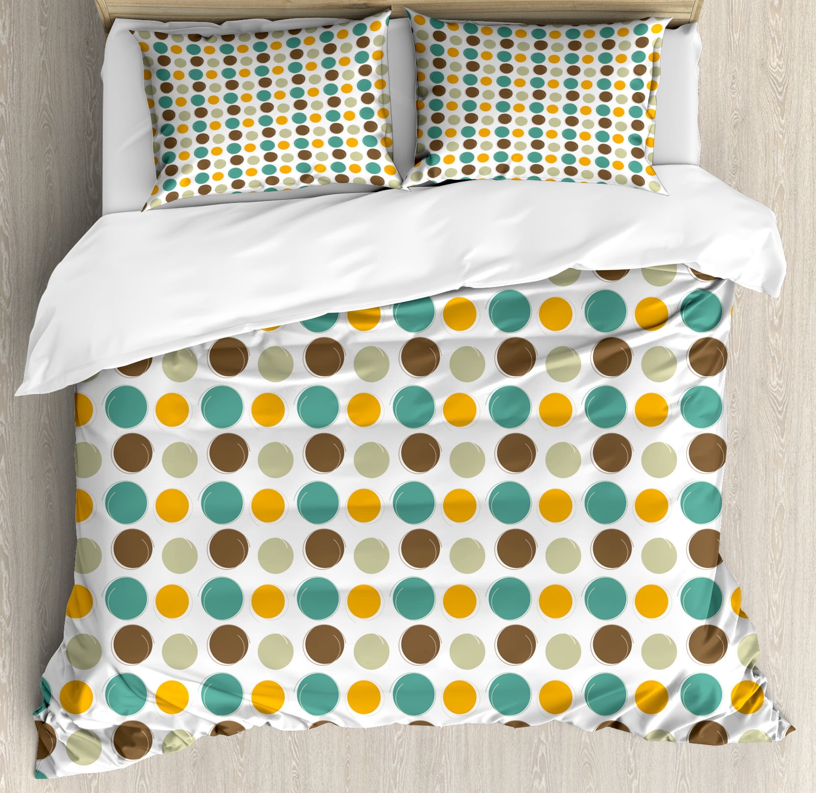 Retro Duvet Cover Set, Different Colored Hand Drawn Spots Dots Circles ...