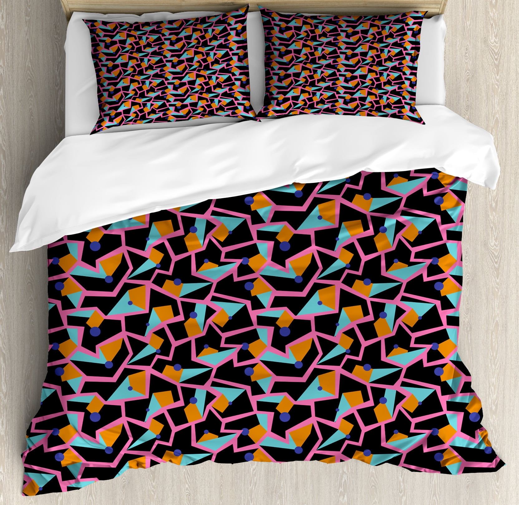 Retro Duvet Cover Set, Funky Colorful Quirky Absurd Sharp Angled ...