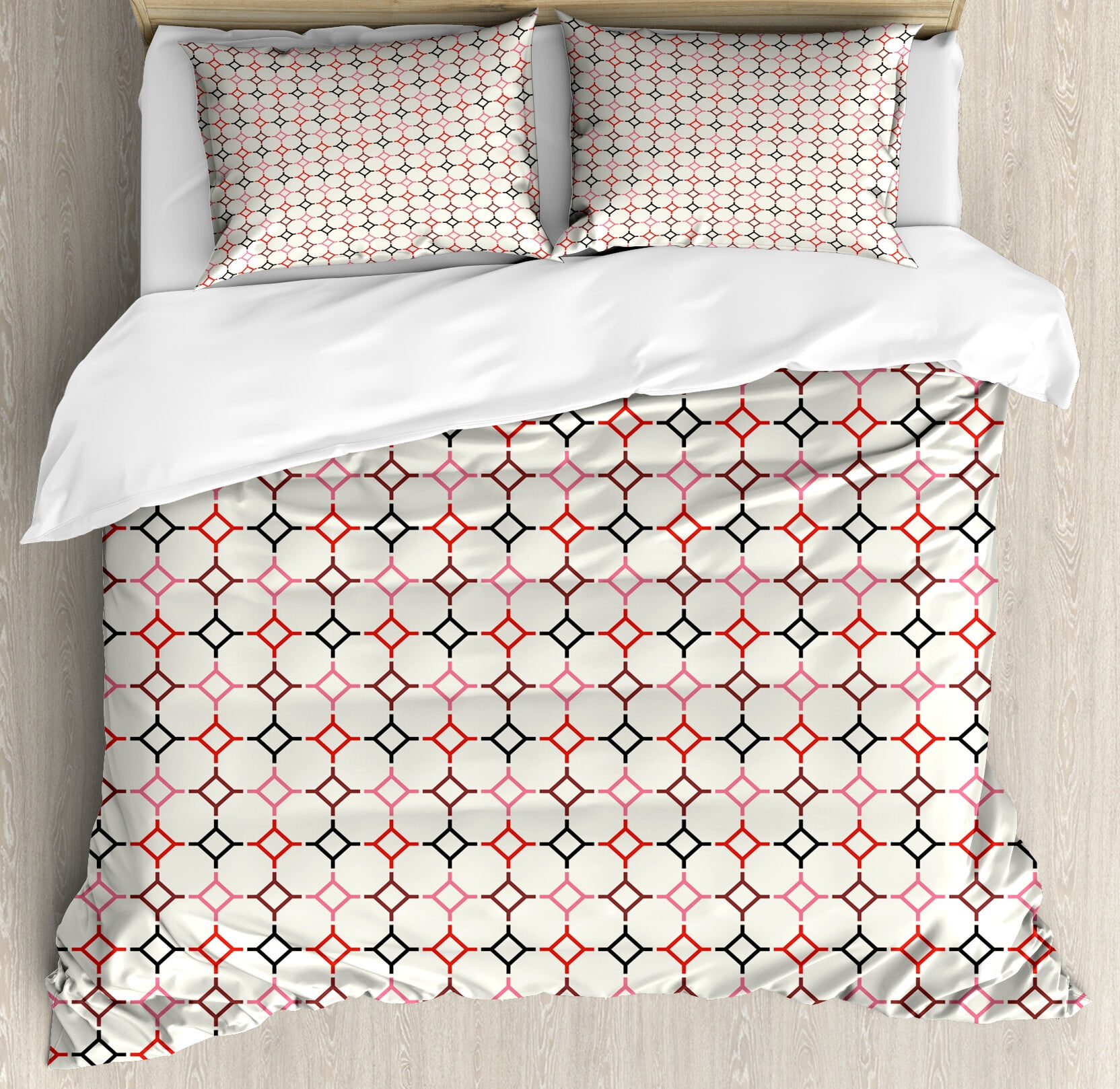 Retro Duvet Cover Set, Hexagonal Shaped Cut Lines Attached with ...