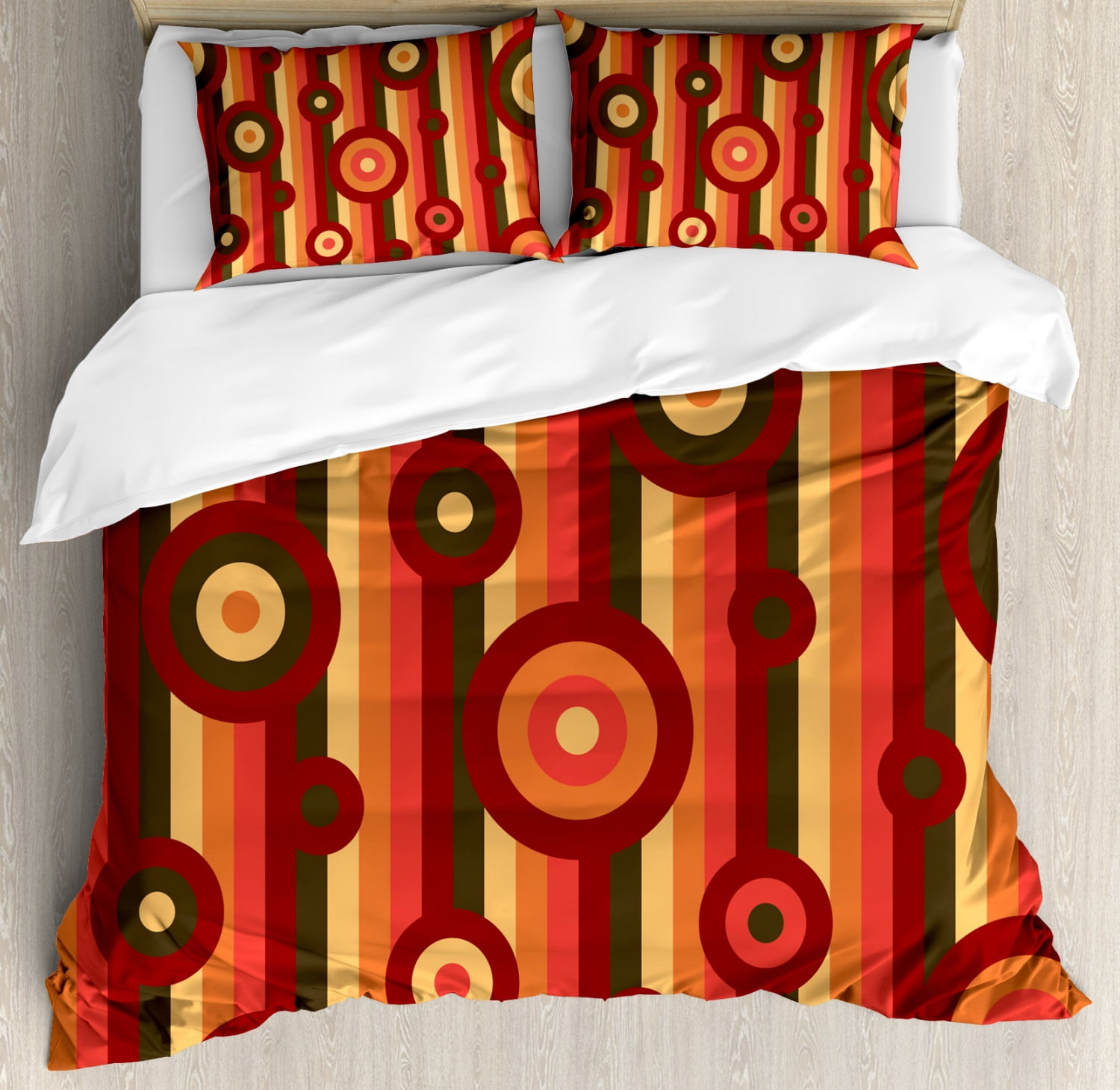 Retro Duvet Cover Set King Size, Colorful Abstract Funky Pattern ...