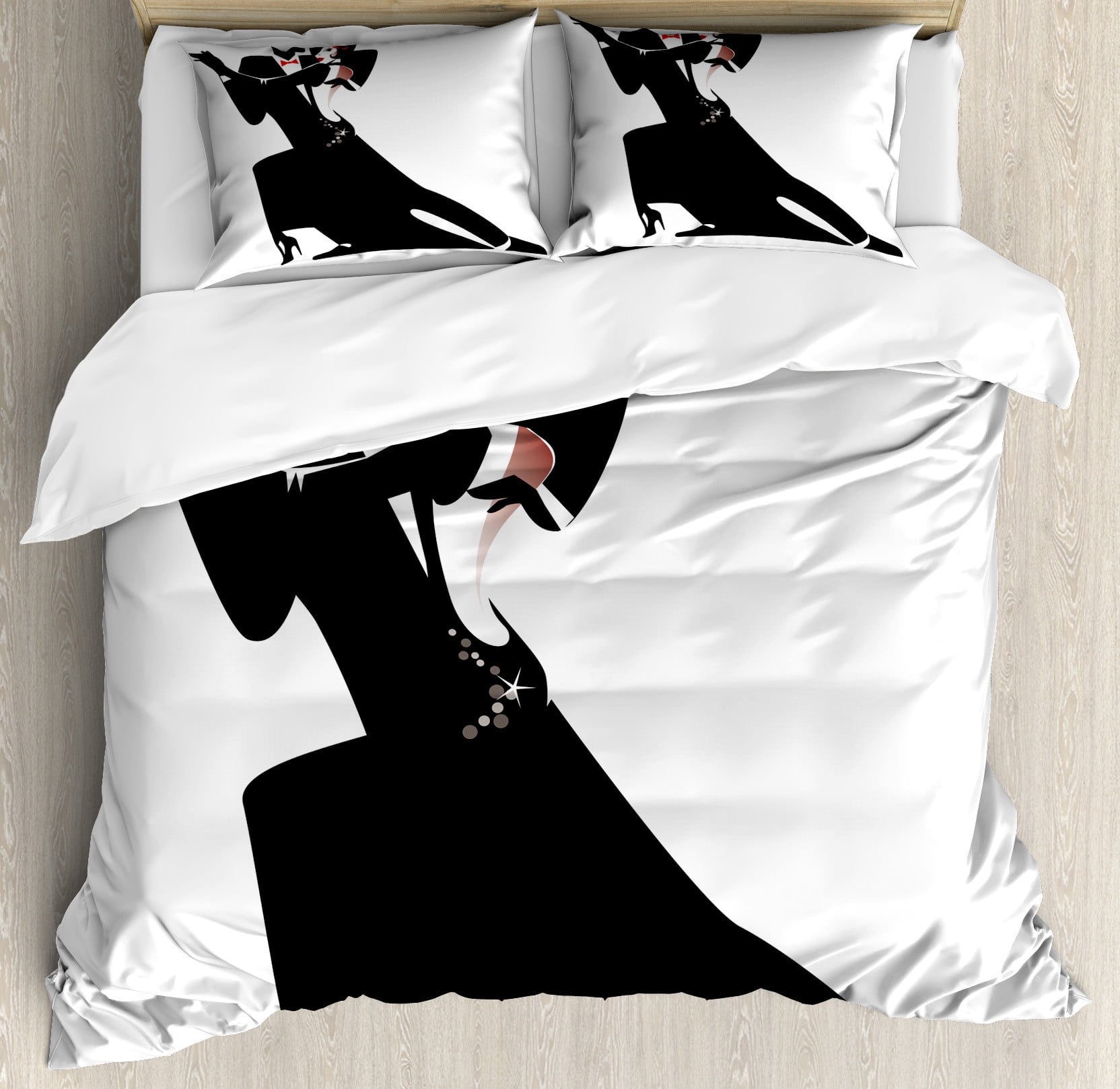 Retro Duvet Cover Set, Man and Woman Partners Romantic Dance Tango ...