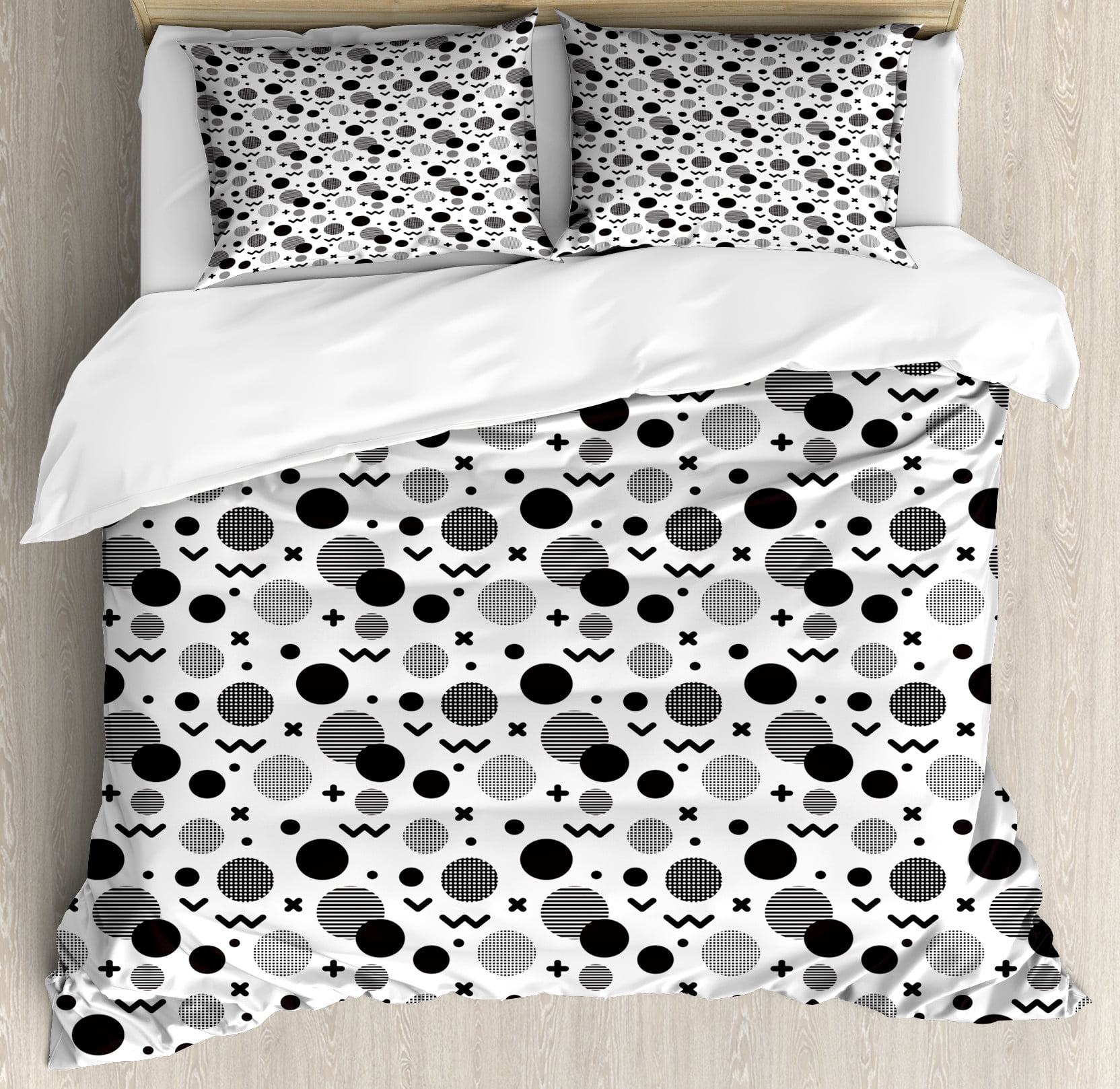 Retro Duvet Cover Set, Memphis Art Style Funny Geometric Ellipse ...