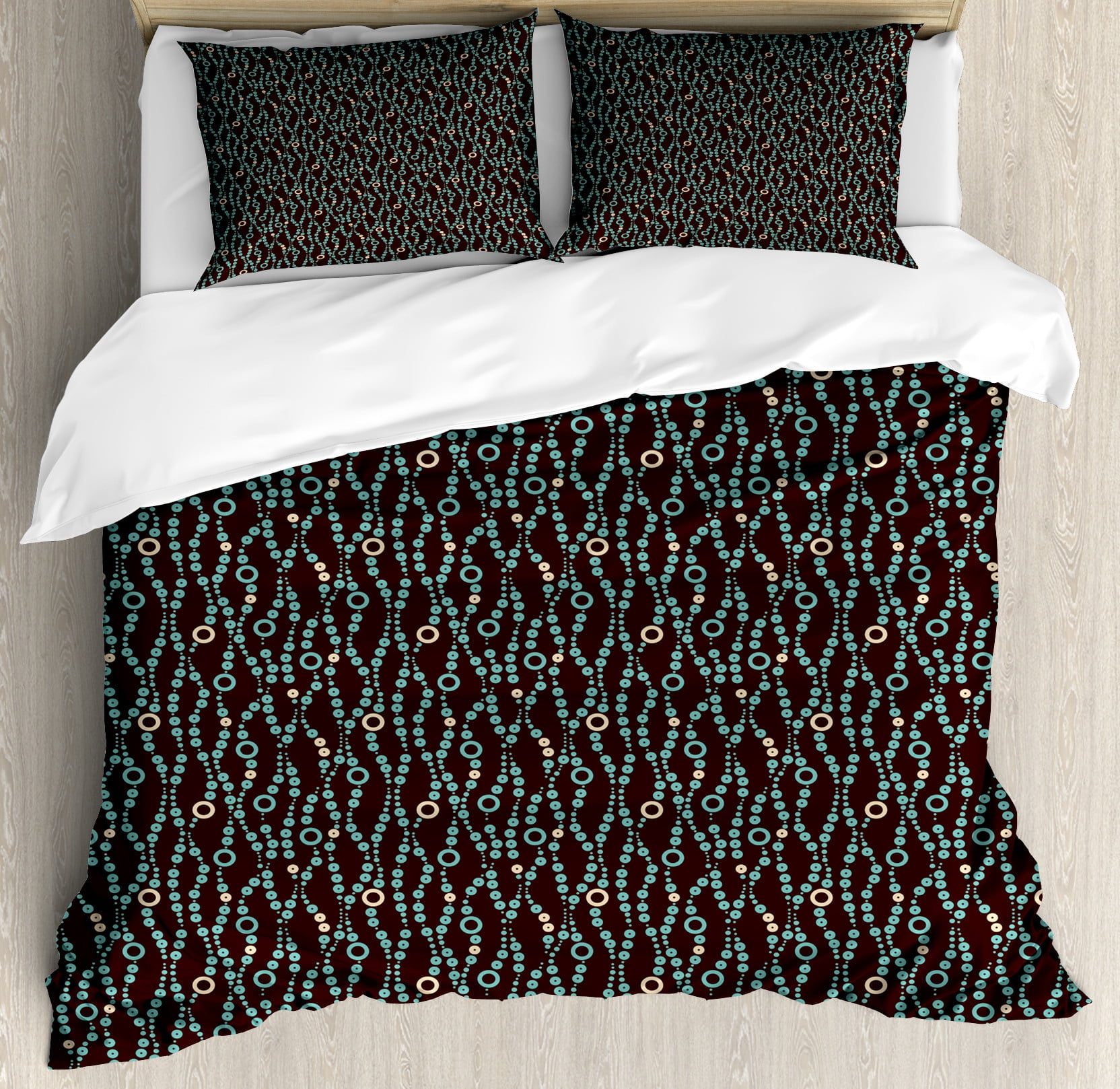 Retro Duvet Cover Set, Nostalgic Geometry Inspired Pattern with ...