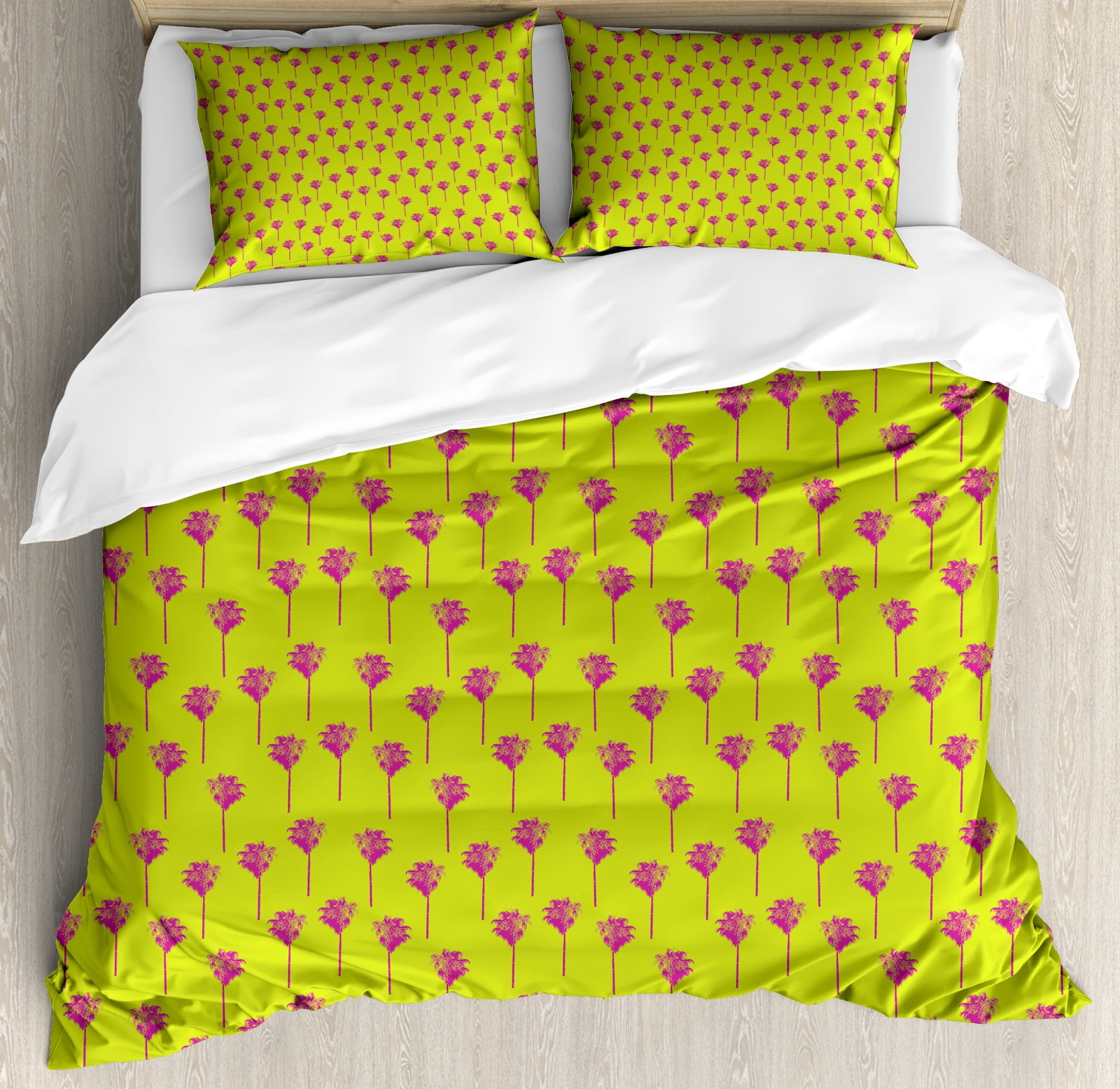 Retro Duvet Cover Set, Repeating Pattern of Palm Tree Silhouettes ...