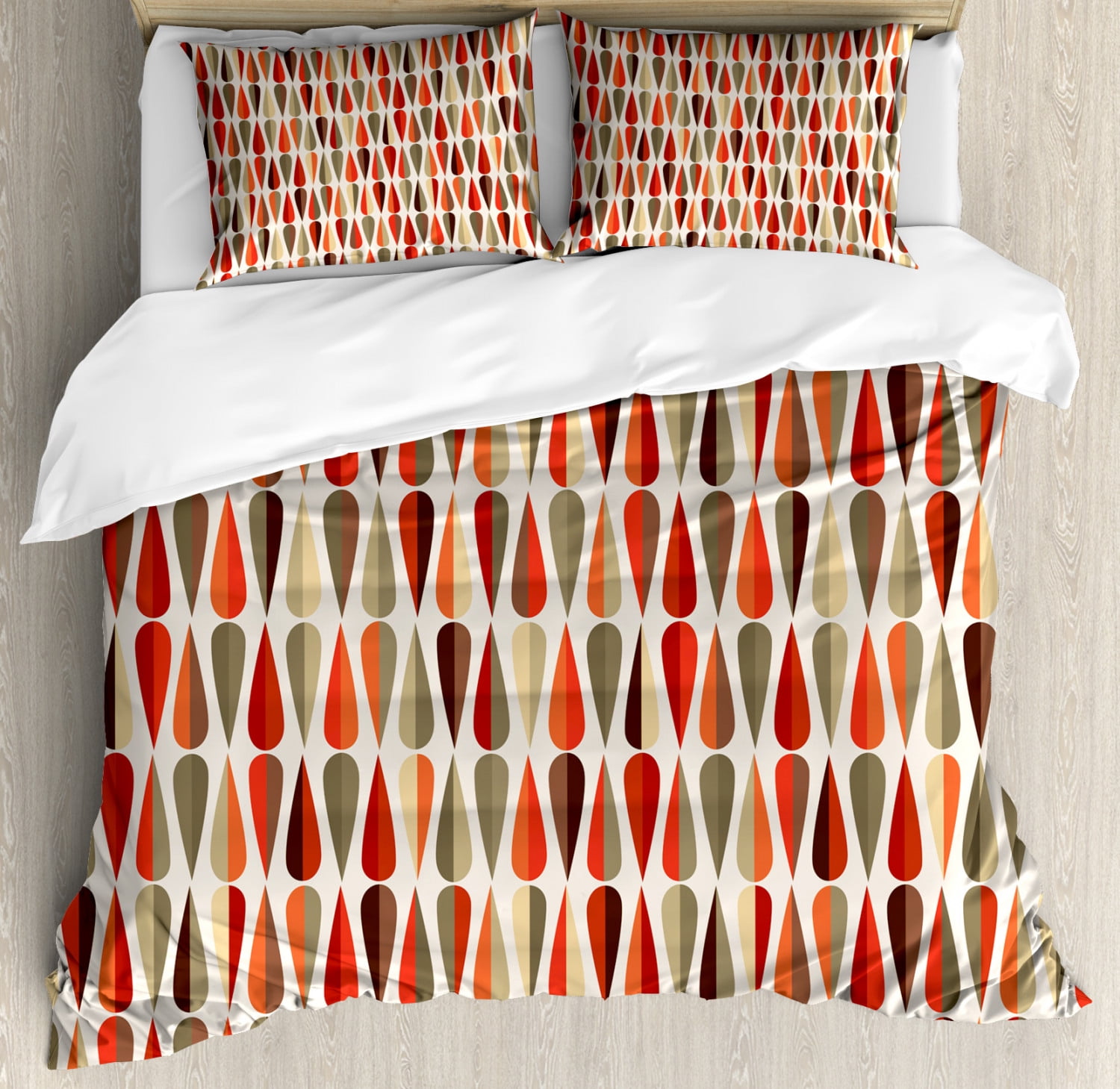 Retro Duvet Cover Set, Sixties and Seventies Style Geometric Round ...