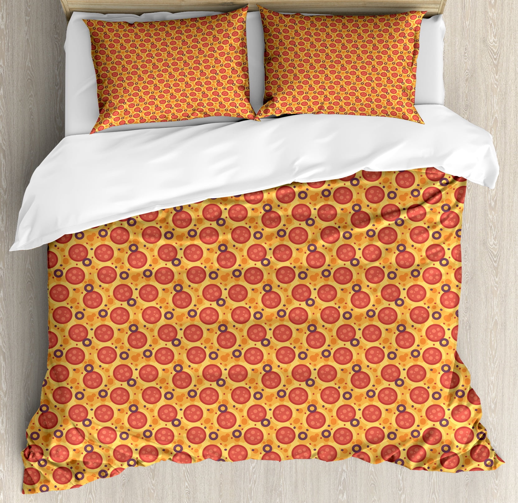 Retro Duvet Cover Set, Trippy Geometric Circles Looks Like Pepperoni ...