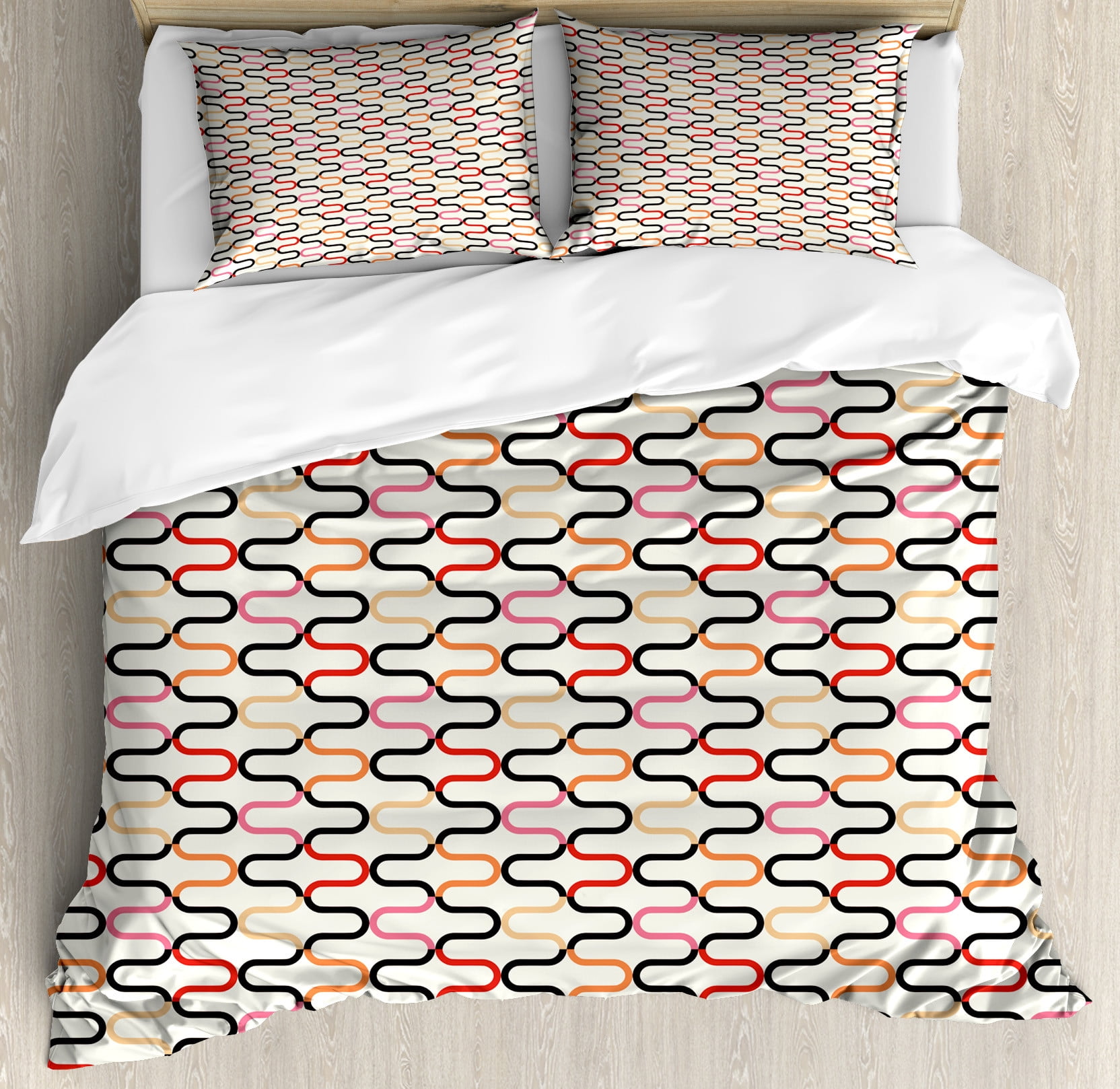 Retro Duvet Cover Set, Vintage Textured Trippy 60s Fashion Hippie ...