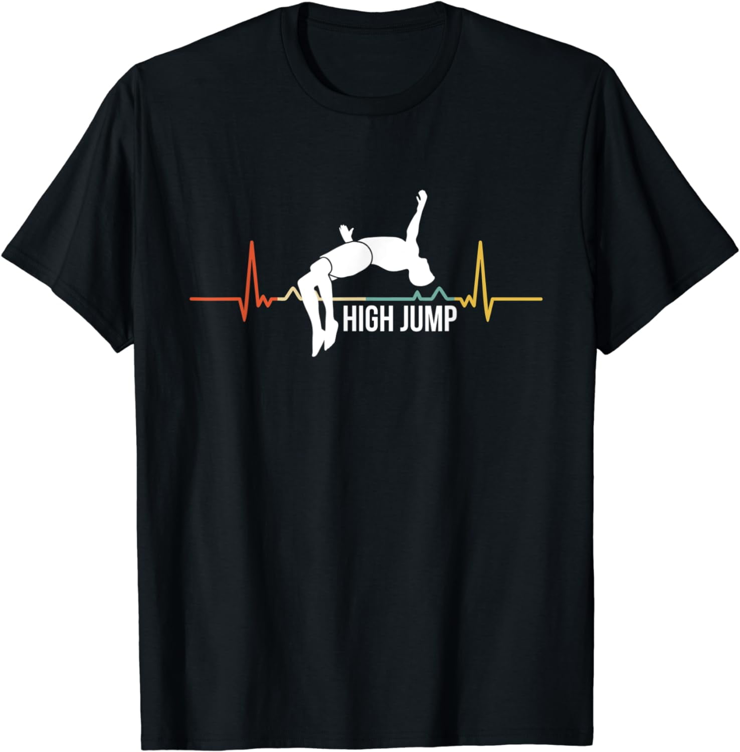Retro EKG Pulse Pole Vault Gift Athlete High Jump Vaulting T-Shirt ...