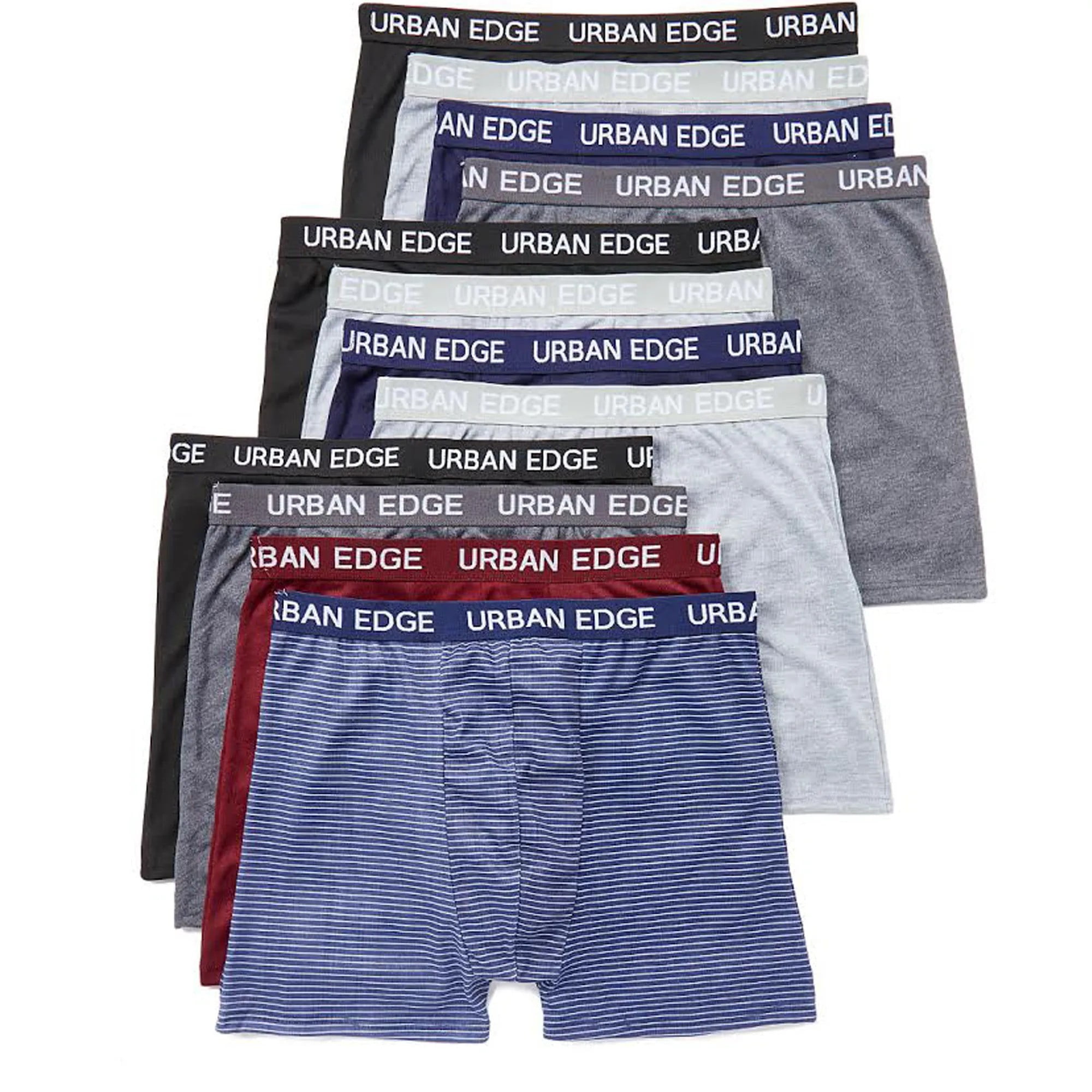 Retro Edge 12 Pack Men's Underwear Boxer Briefs Black/Navy/Gray - M ...