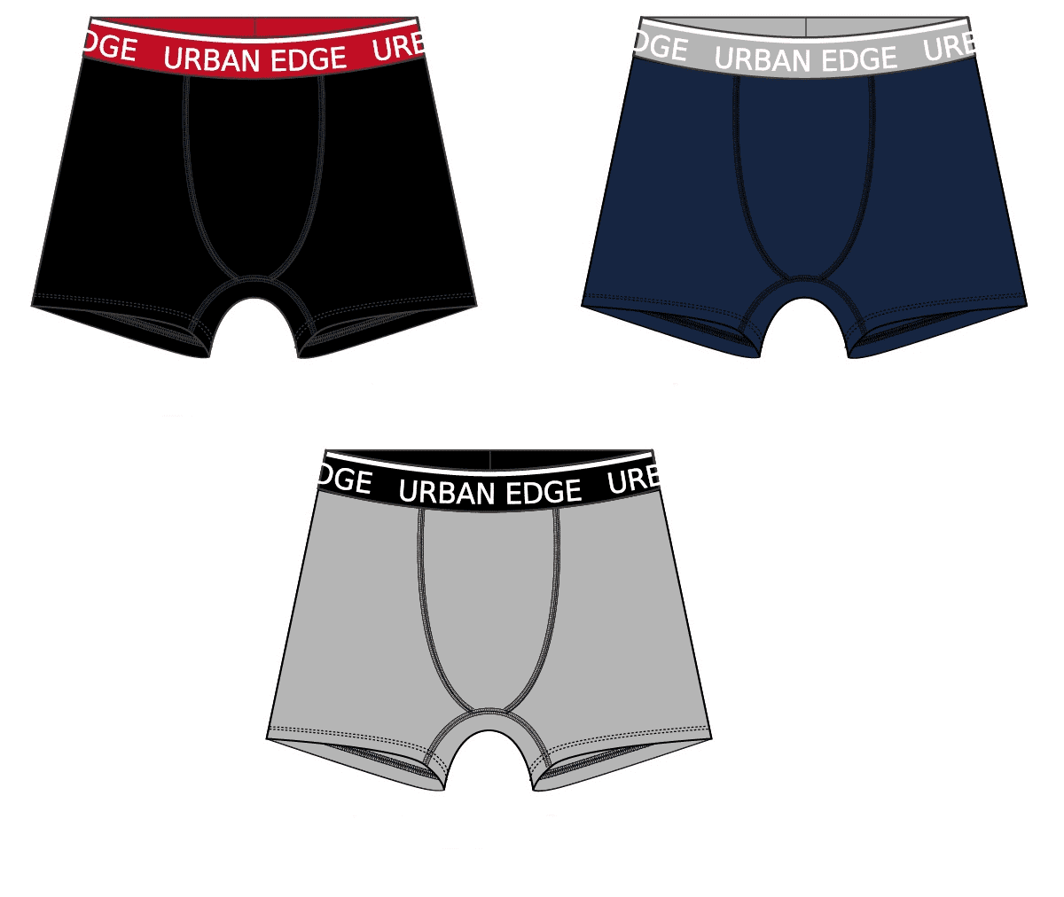 Retro Edge 3 Pack Men's Underwear Boxer Briefs Black/Navy/Gray - XL ...