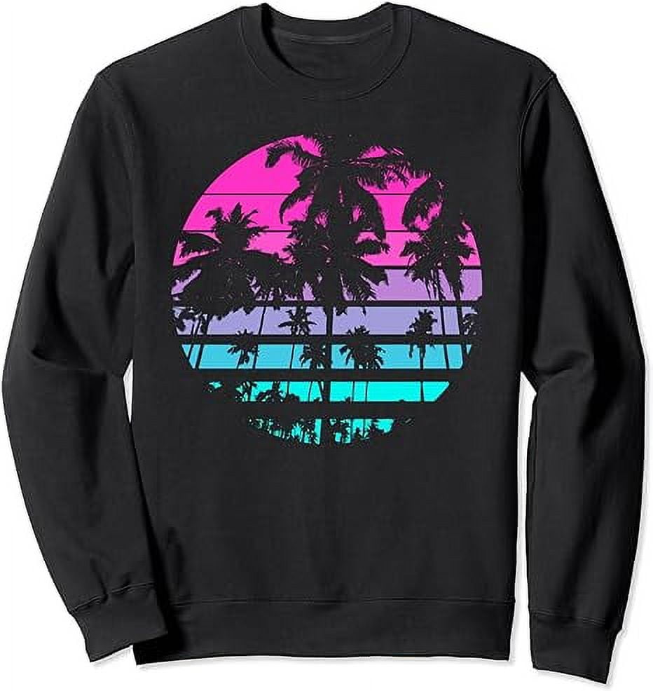 Retro Eighties 80s & 90s Beach Style design with palm trees Sweatshirt ...