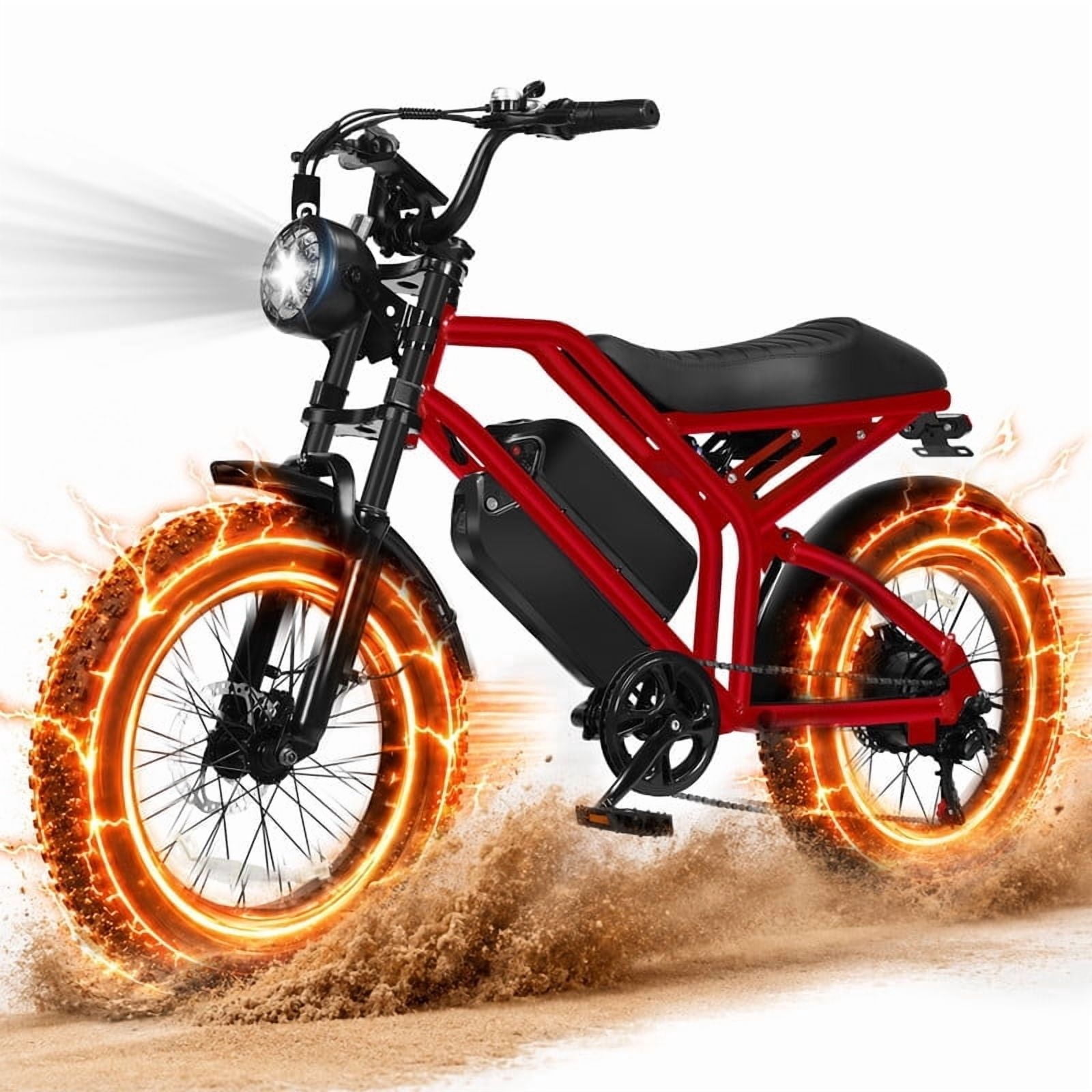 Retro Electric Bike for Adults, 1800W Peak Motor Over 28 MPH EBike, 20 ...