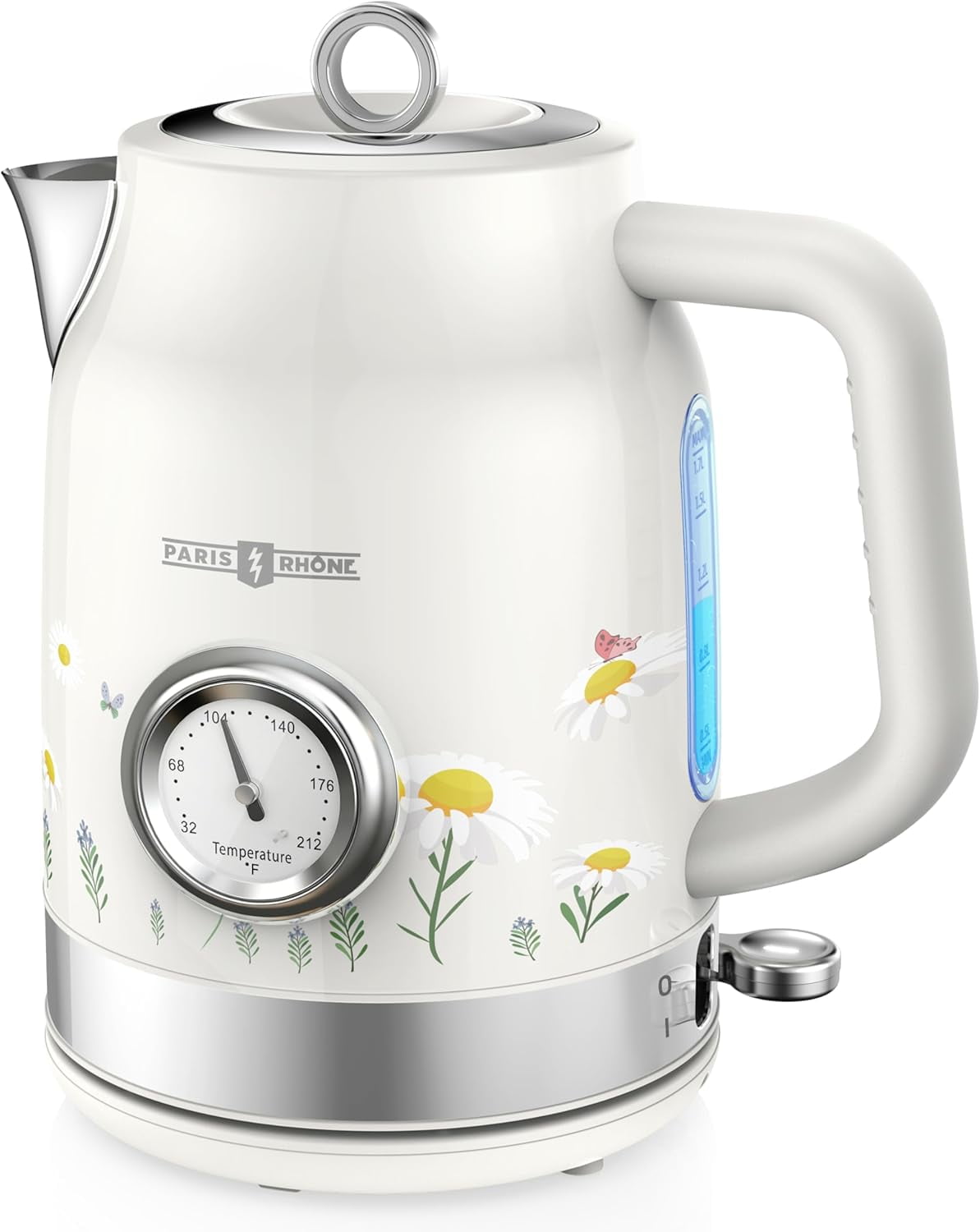 Retro Electric Kettle 1.7L Hot Tea Kettle with Thermometer 1500W Fast ...