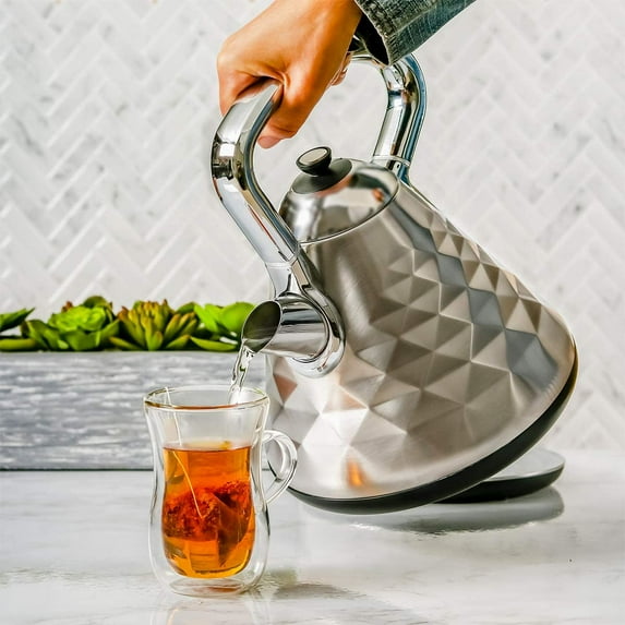 Retro Electric Kettle, 1.7L Stainless Steel Tea Kettle, 1500W Fast ...