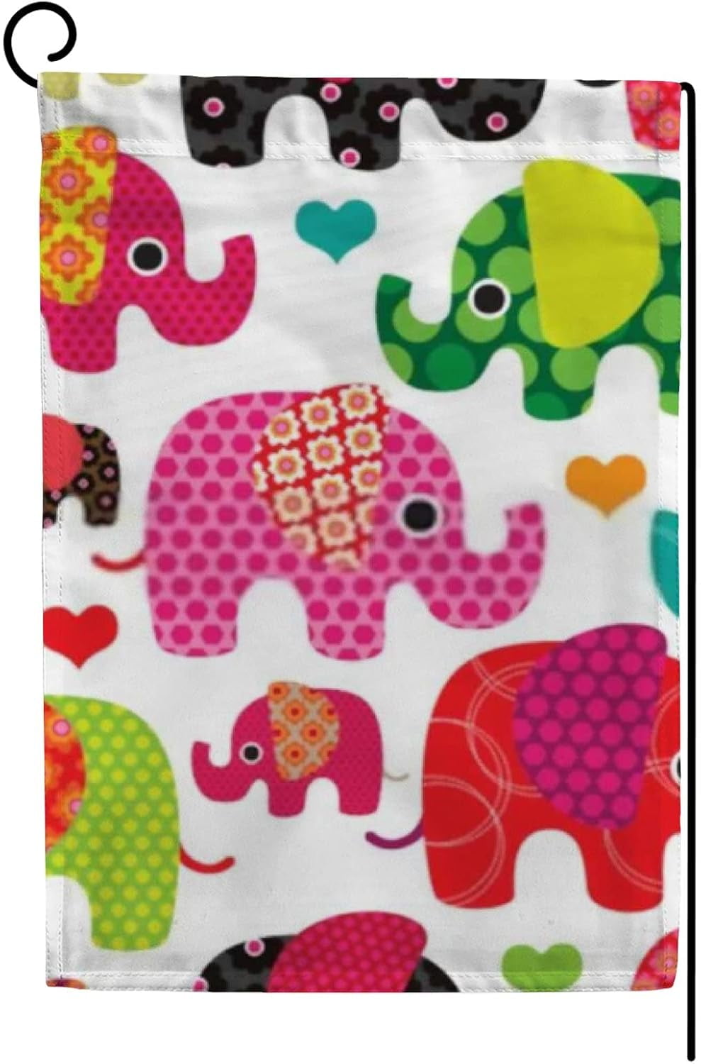 Retro Elephant Pattern Colorful Garden Flag Vertical Double Sided Yard ...