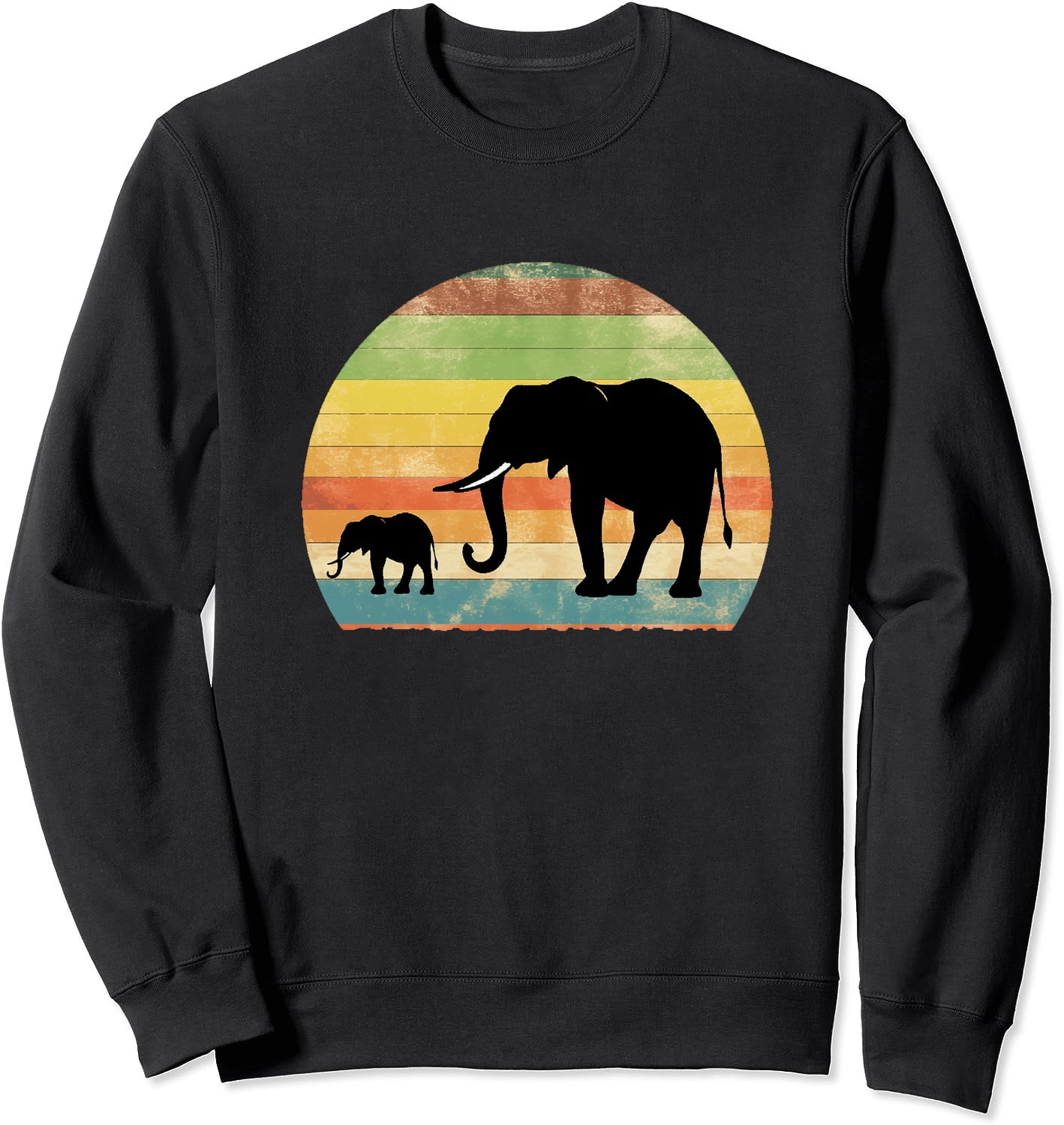 Retro Elephant Silhouette Mom and Baby Elephant Distressed Cute ...