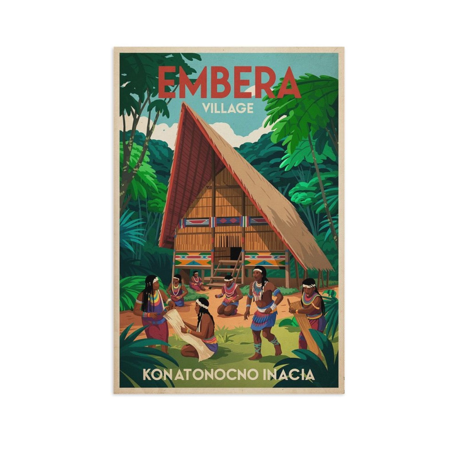 Retro Embera Poster Vintage Panama Tourism Art for Walls Print Poster ...