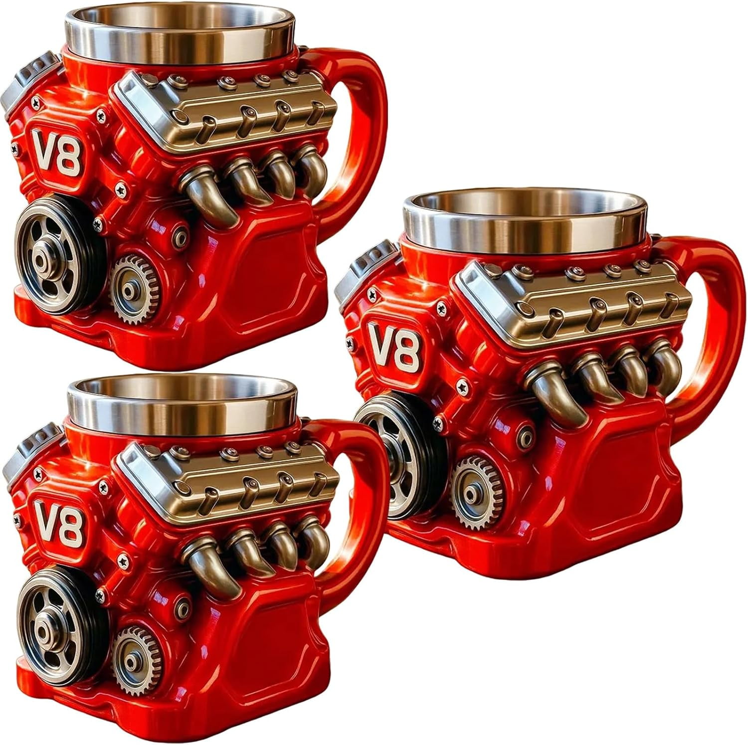 Retro Engine Coffee Mug, V8 Engines Stainless Steel Cup, Personalized ...