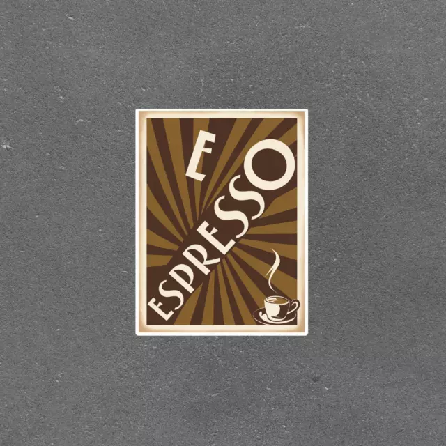 Retro Espresso Coffee Sticker - Brown Swirl Sun Rays Wall Art Print ...