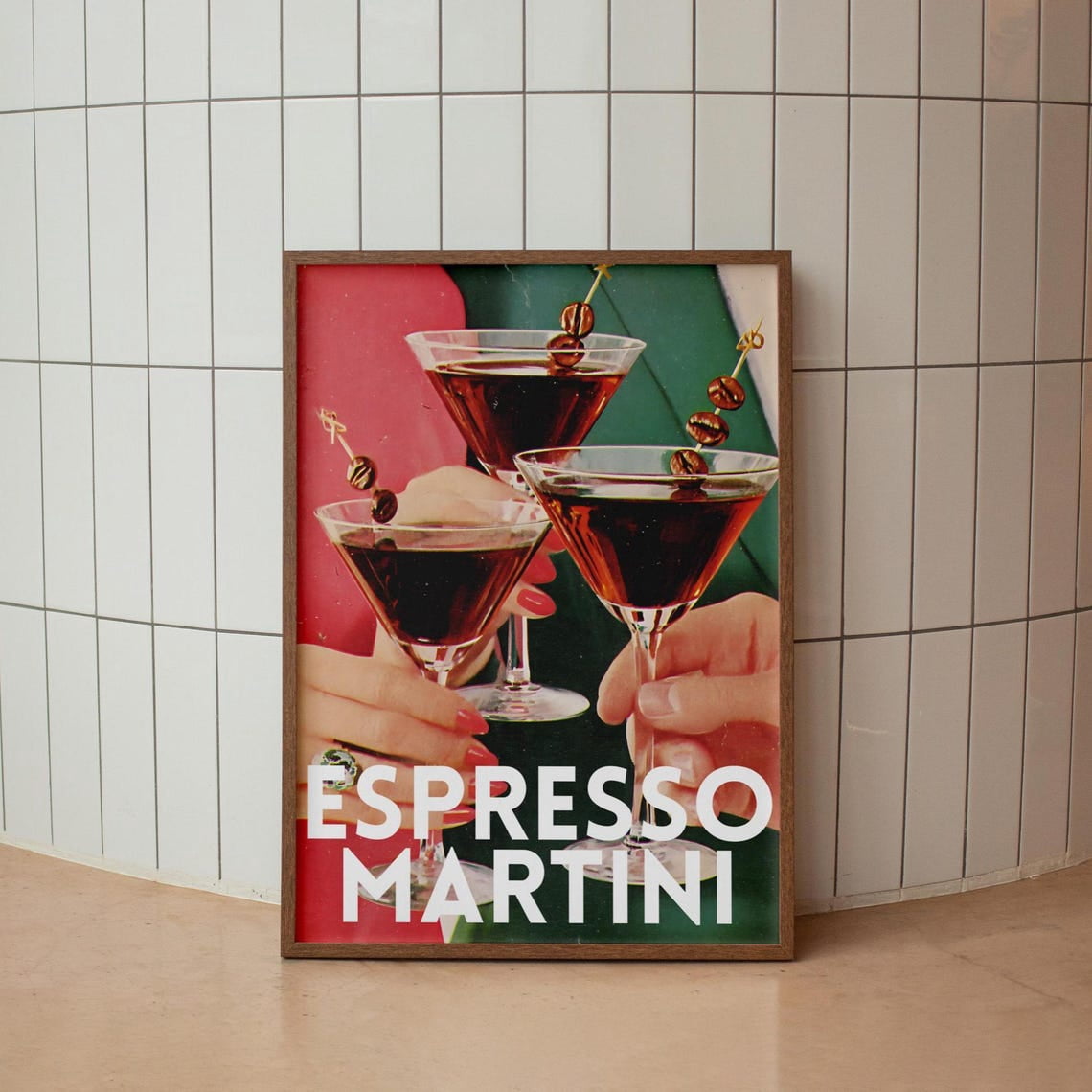 Retro Espresso Martini Vintage Cocktail Bar Art Poster, Unframed Size ...