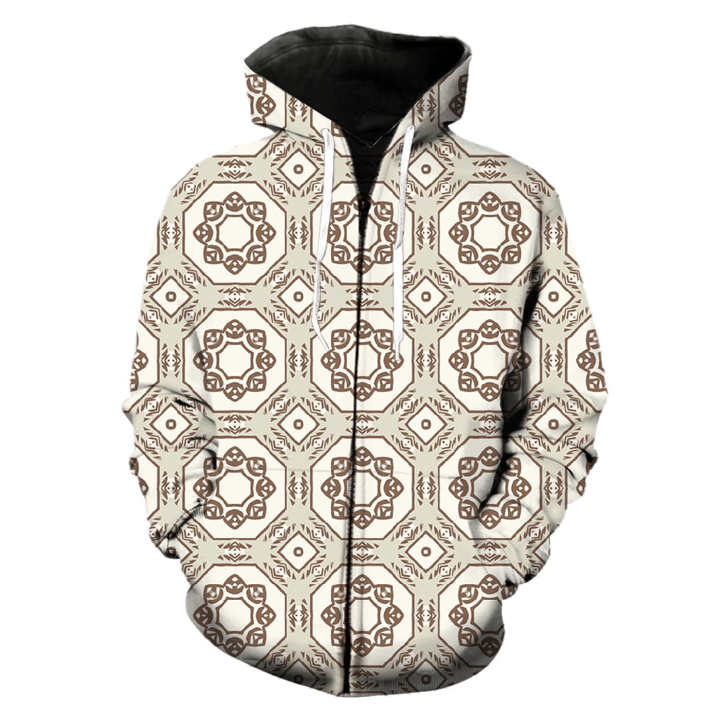 Retro Ethnic Exotic Style Men's Zipper Hoodie Cool Funny Tops Oversized ...