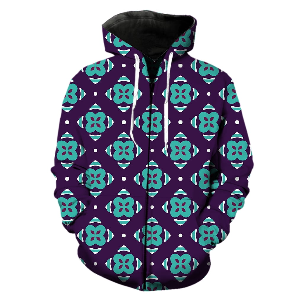 Retro Ethnic Exotic Style Men's Zipper Hoodie Hip Hop Tops Oversized ...