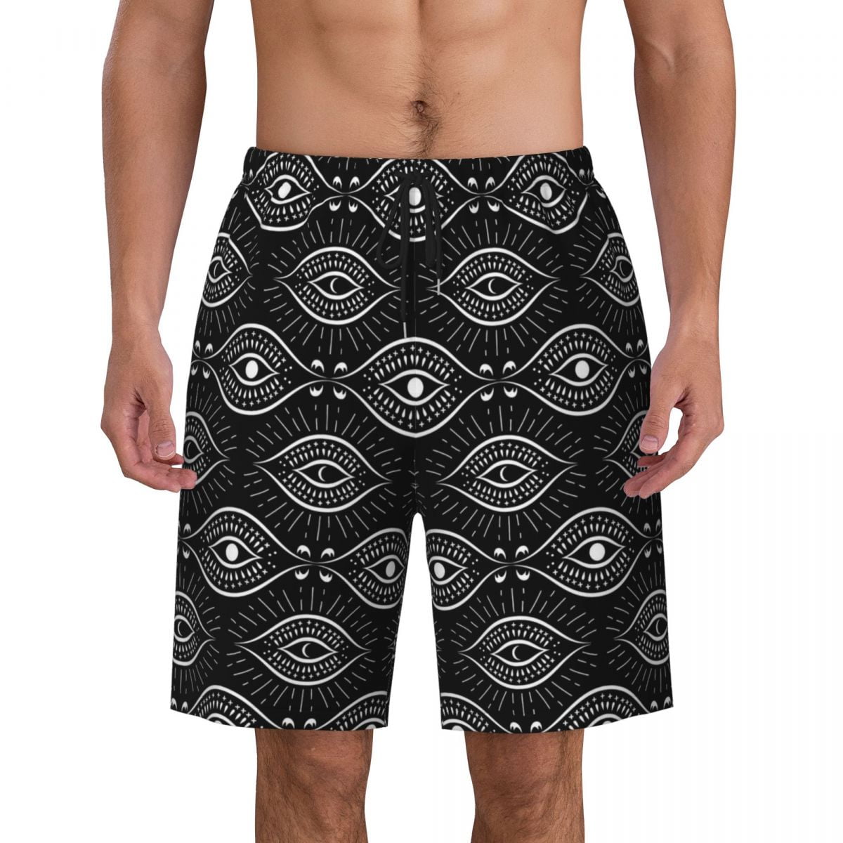 Retro Evil Eye Board Shorts Summer Black and White Classic Board Short ...