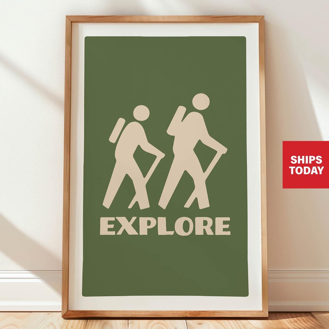 Retro Explore Print Hiking Gift For Friend Camping Poster Nature Art ...